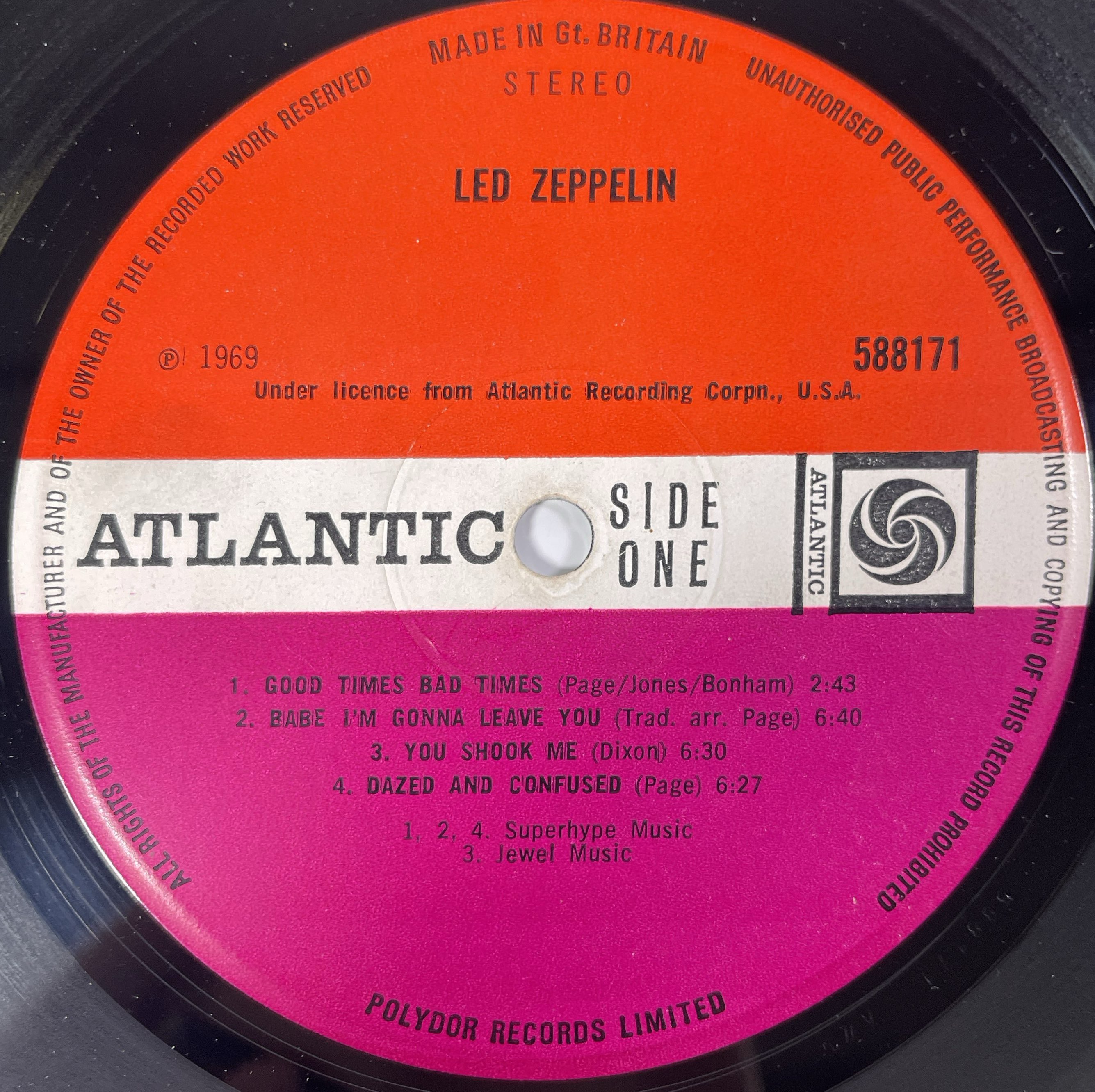 Lot 67 - LED ZEPPELIN - 'I' LP (ORIGINAL UK 'TURQUOISE'