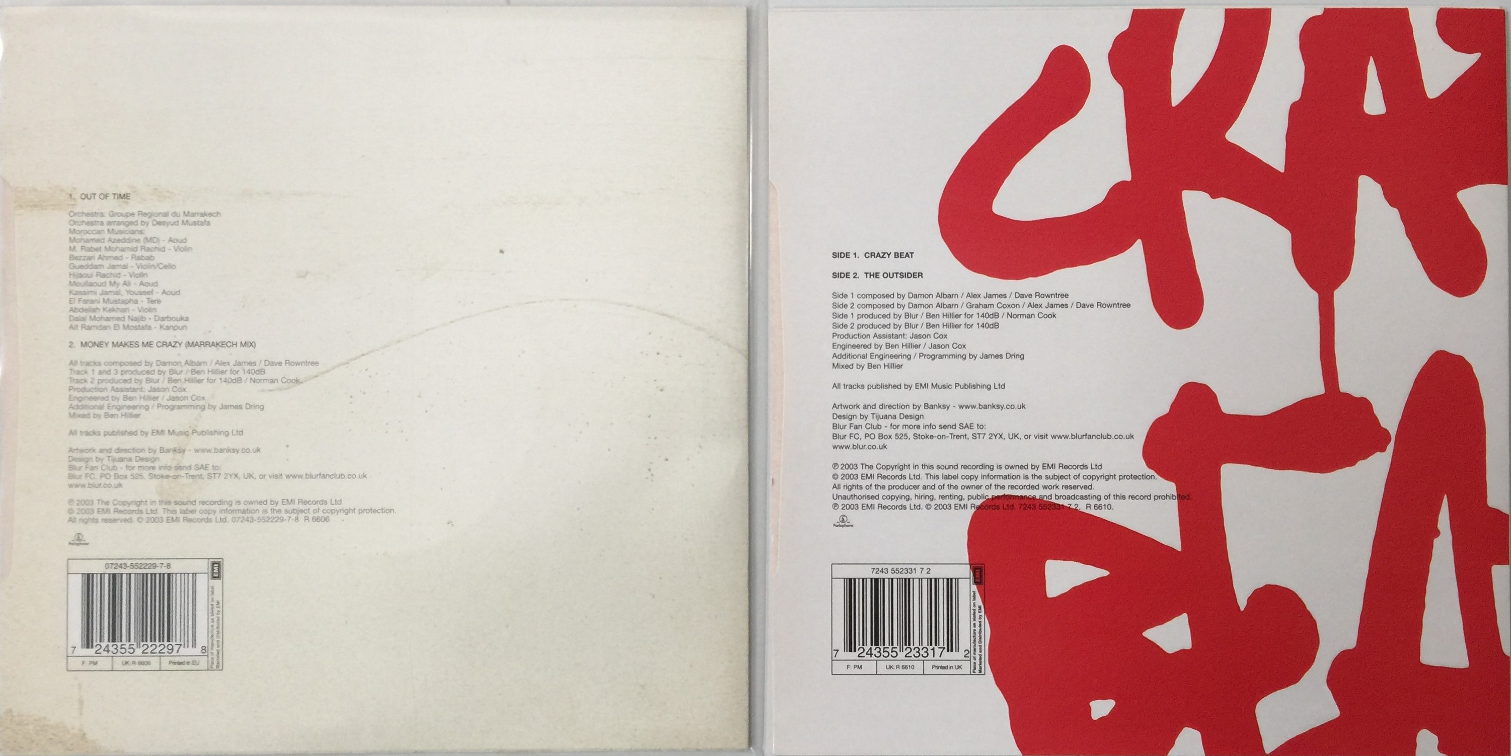 Lot 92 - BLUR - 7" BANKSY COVER RARITIES PACK