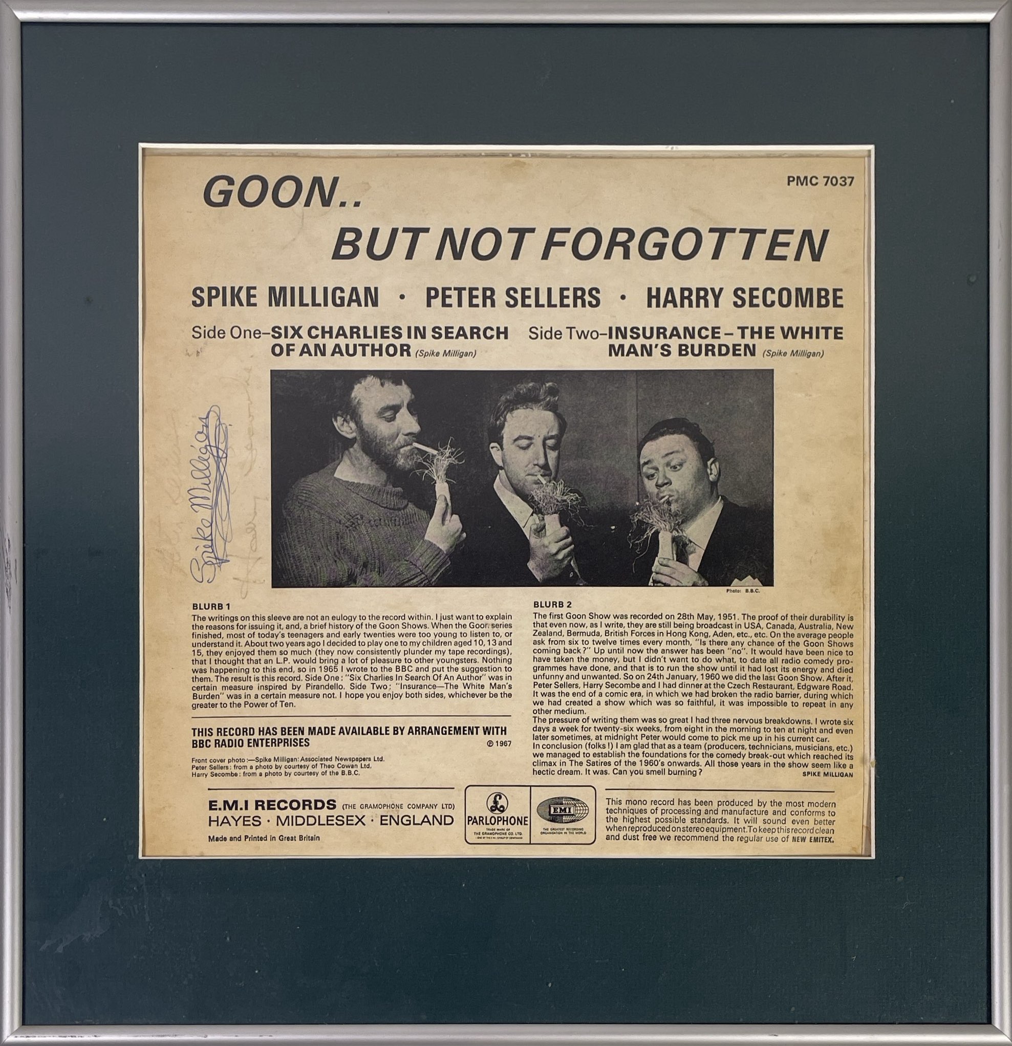Lot 8 - THE GOONS - LP SIGNED BY SPIKE MILLIGAN, PETER