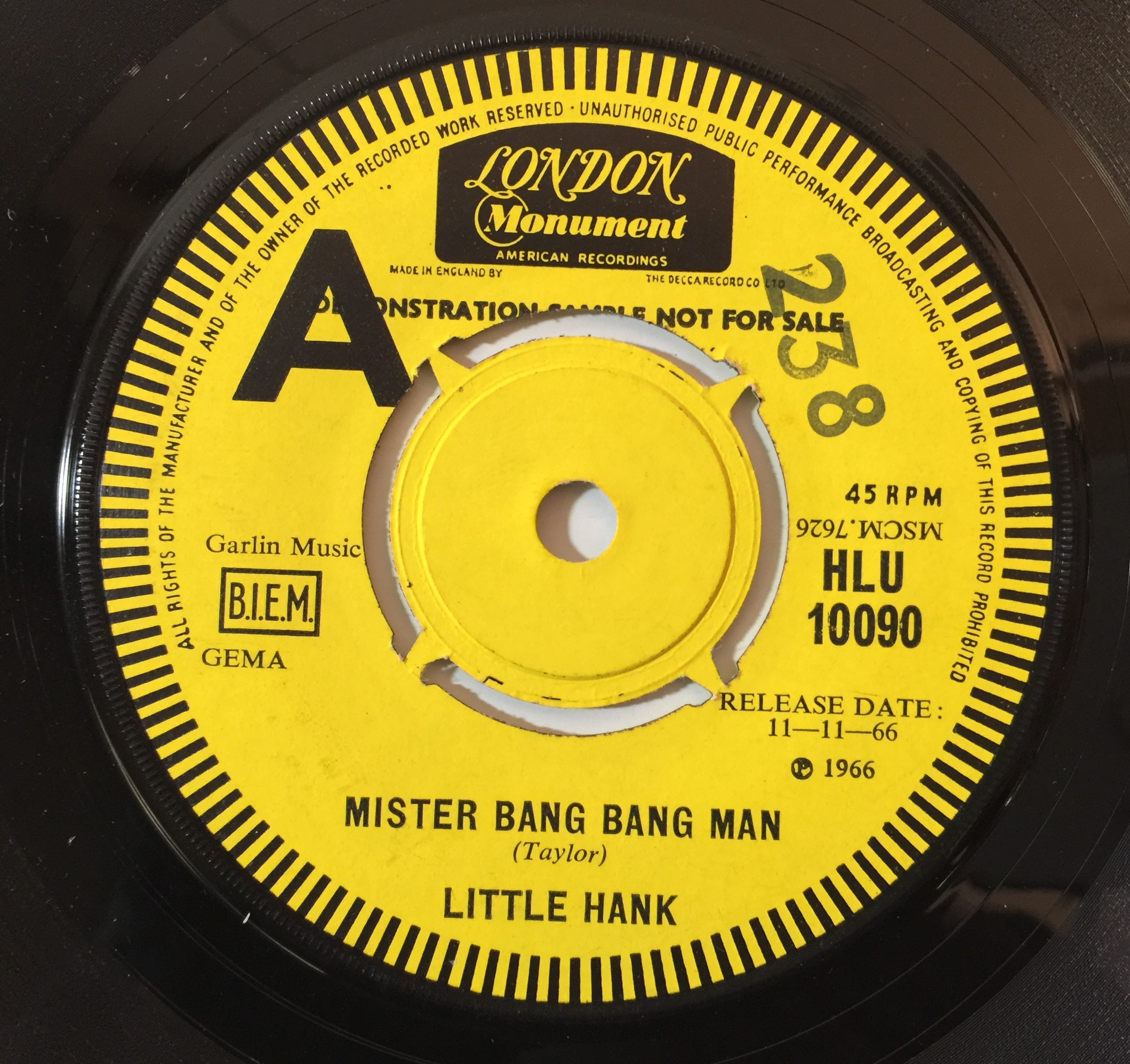 Lot 157 - LITTLE HANK - MISTER BANG BANG MAN 7''