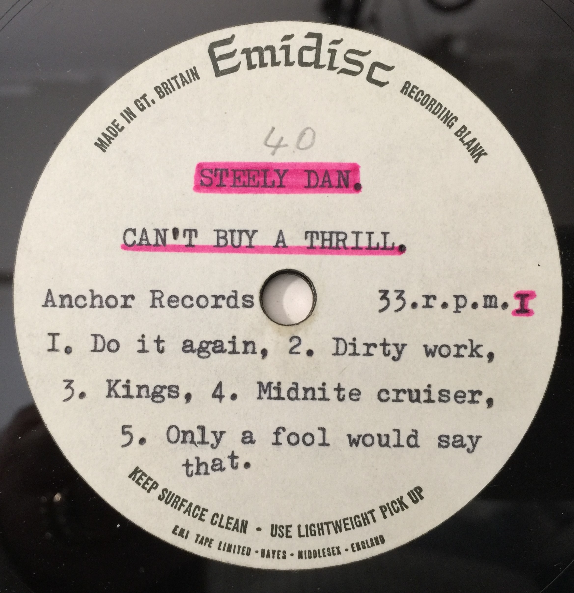 Lot 63 - STEELY DAN - CAN'T BUY A THRILL LP (EMIDISK