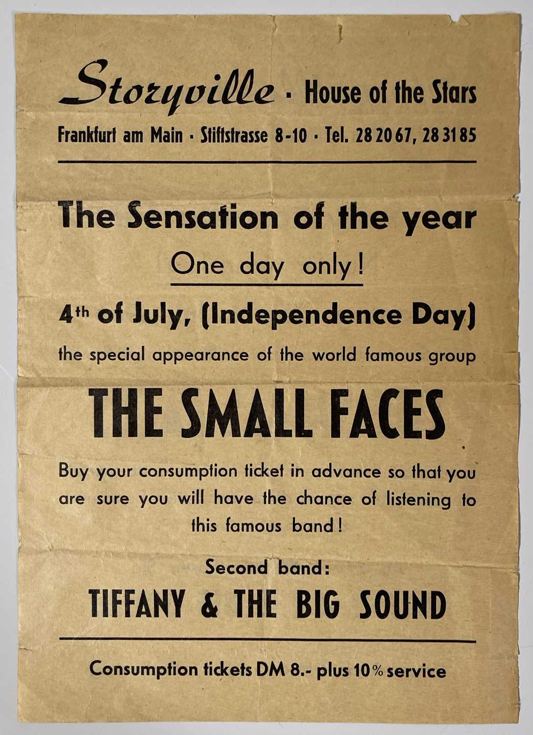 Lot 133 - THE SMALL FACES - ORIGINAL GERMAN HANDBILL