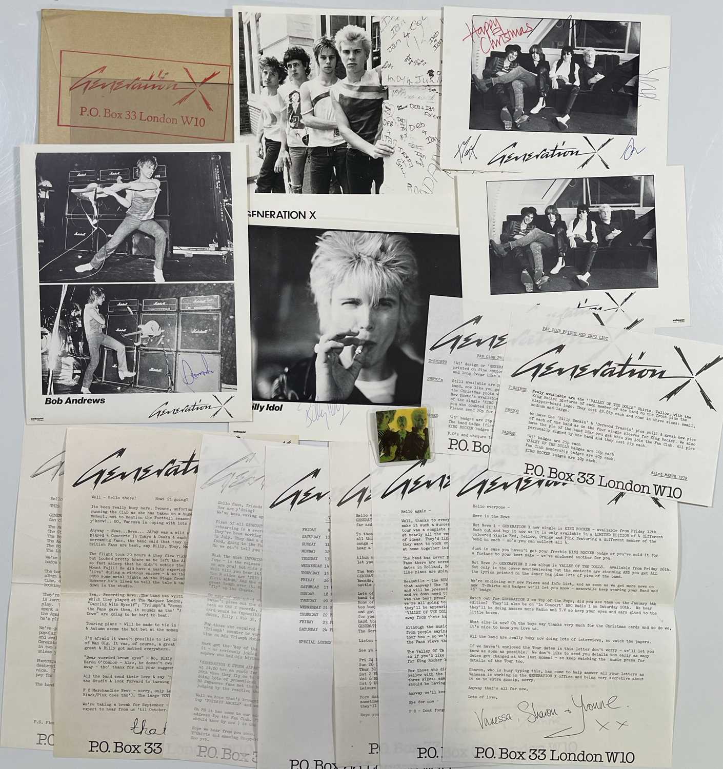 Lot 558 - PUNK MEMORABILIA - GENERATION X FAN CLUB