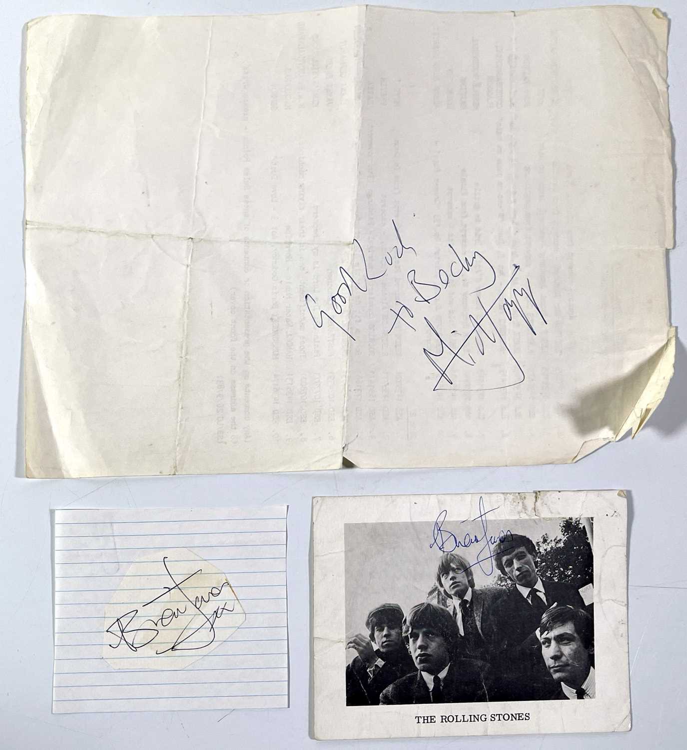 Lot 406 - THE ROLLING STONES - AUTOGRAPHS INC MICK