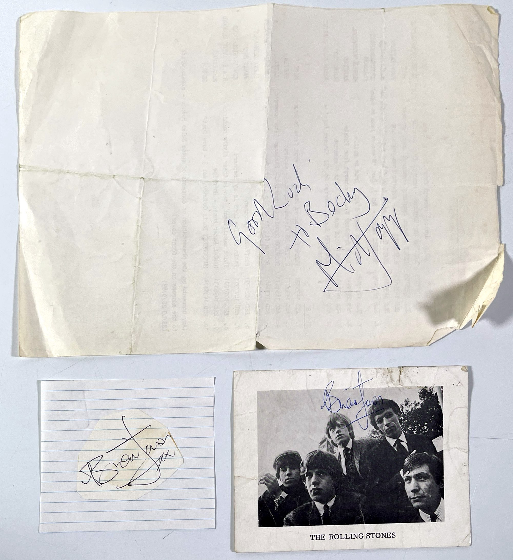 Lot 406 - THE ROLLING STONES - AUTOGRAPHS INC MICK