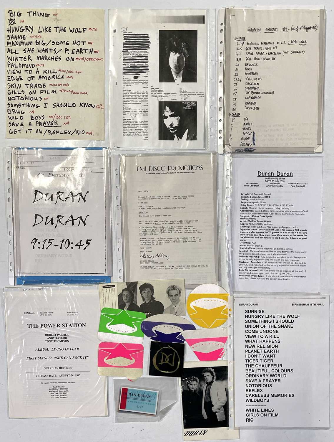 Lot 505 - DURAN DURAN - HANDWRITTEN SET LIST / WORKING
