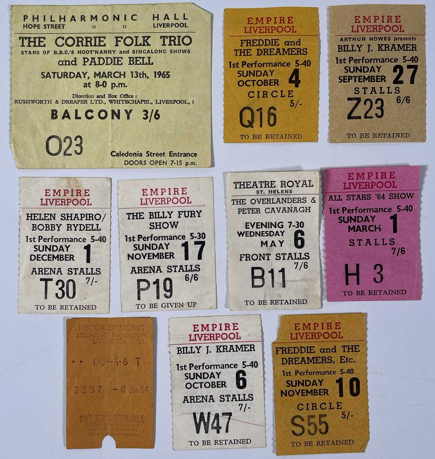 Lot 144 - ORIGINAL 1960S TICKETS INC ROLLING STONES.