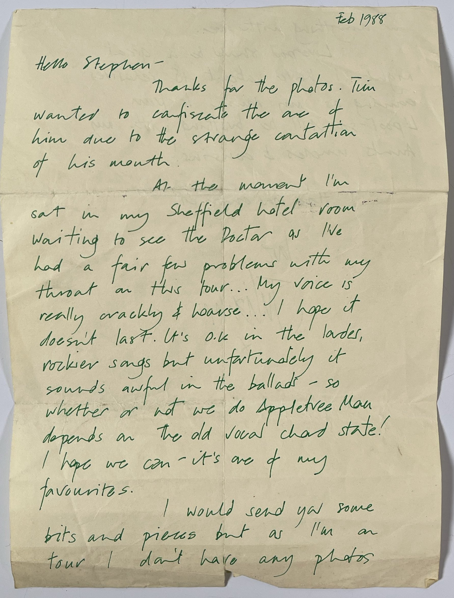 Lot 93 - 1960S ACETATE RECORDING WITH LETTER TO BOBBY