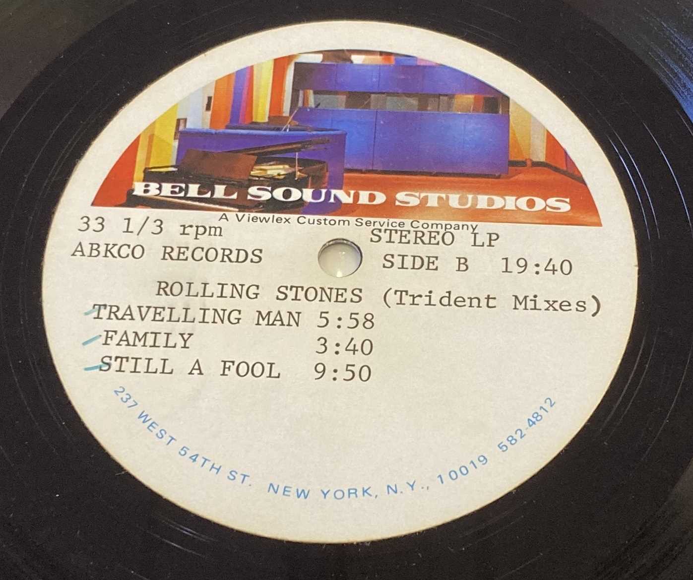 Lot 295 - THE ROLLING STONES - BELL SOUND STUDIOS