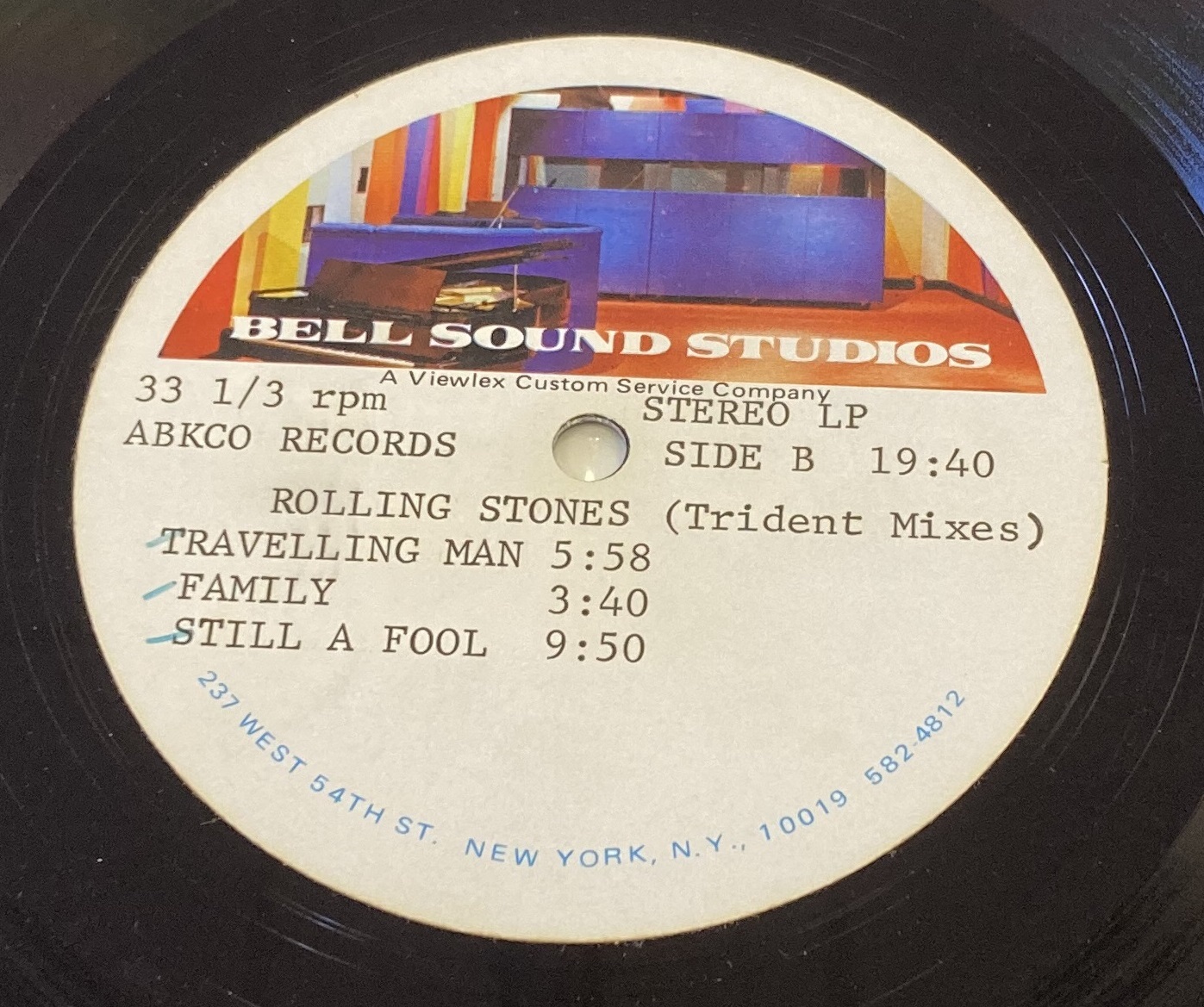 Lot 295 - THE ROLLING STONES - BELL SOUND STUDIOS
