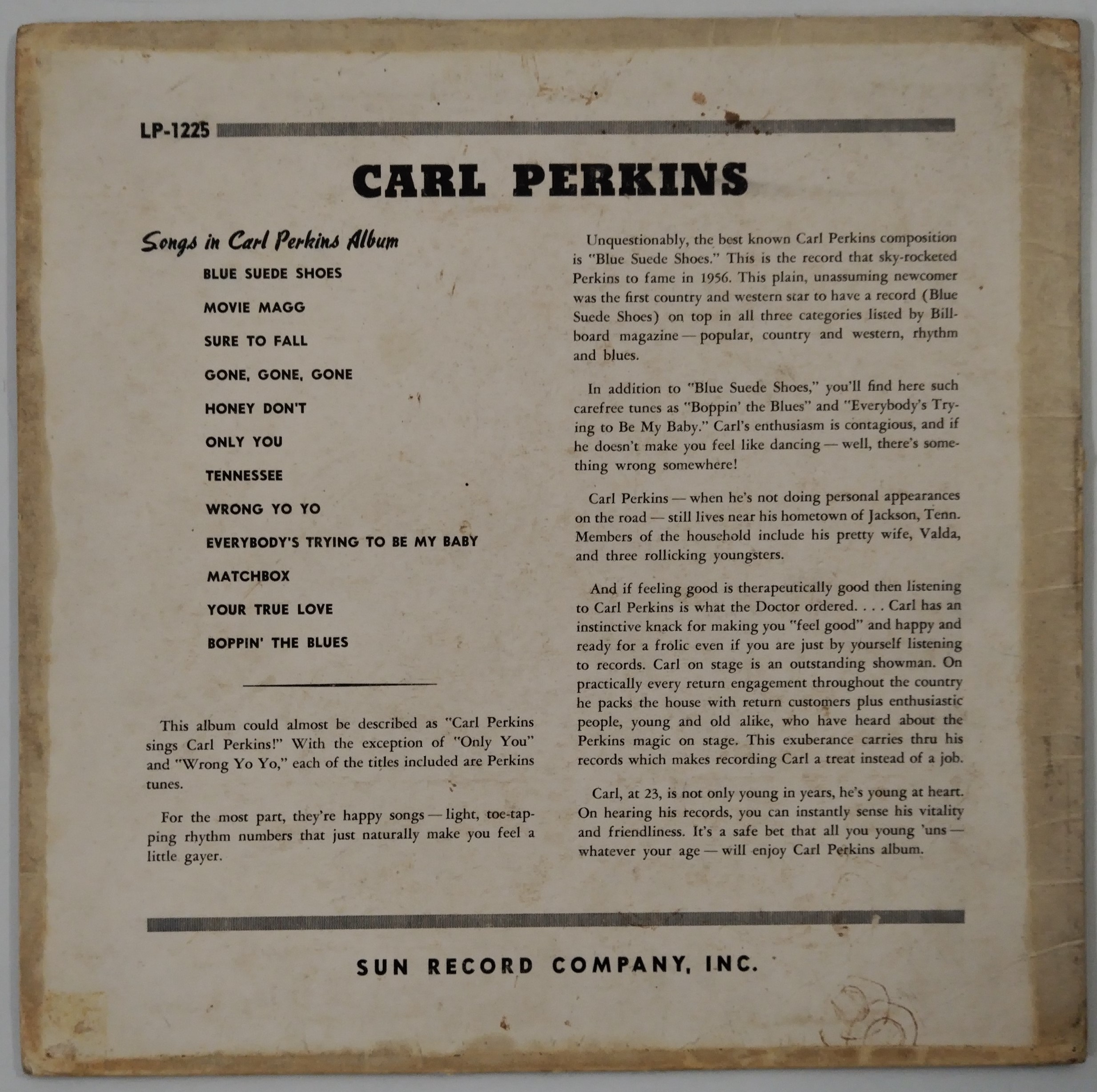 Lot 21 - CARL PERKINS - DANCE ALBUM OF CARL PERKINS LP