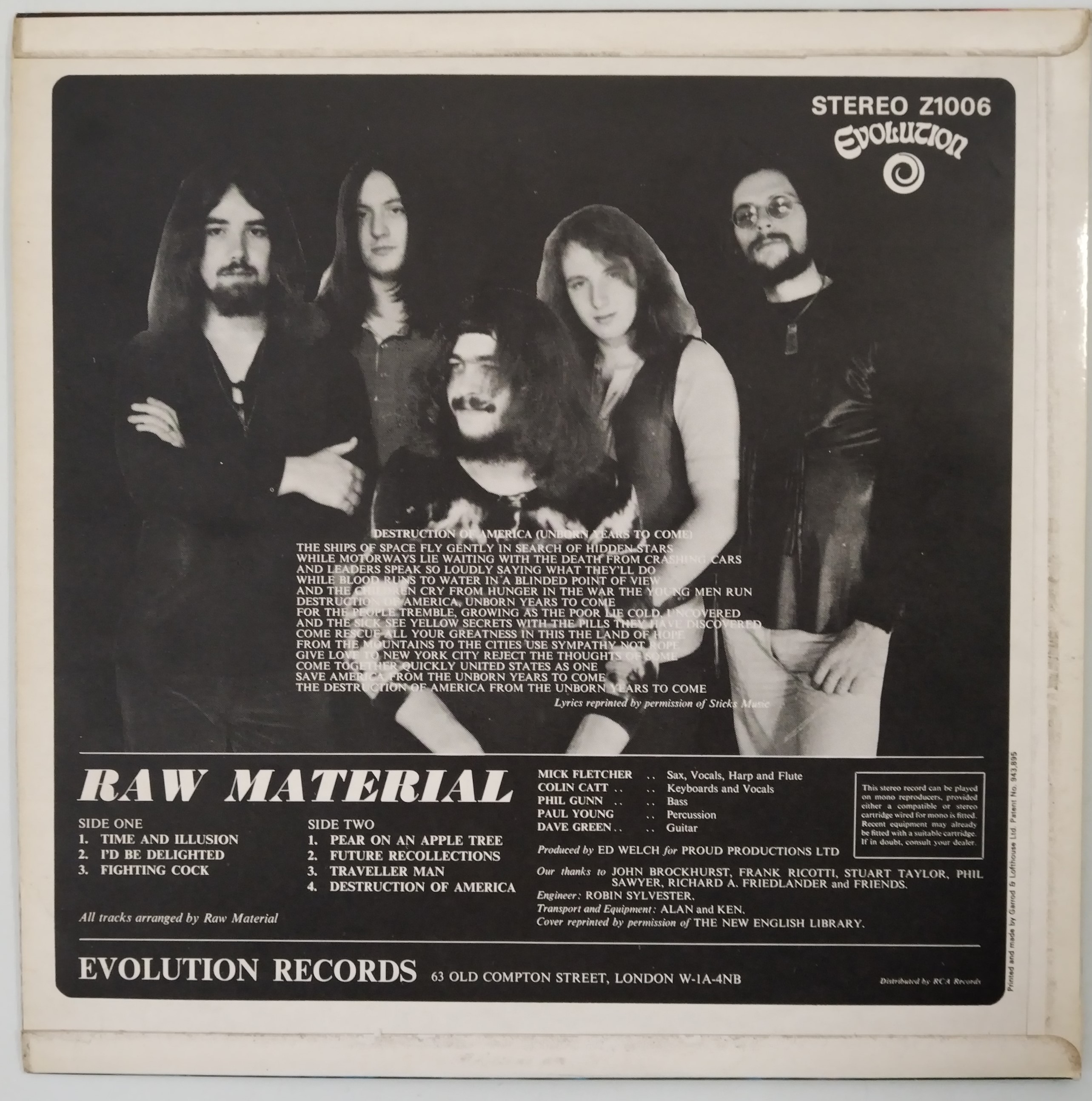 Lot 80 - RAW MATERIAL - S/T LP (UK ORIGINAL