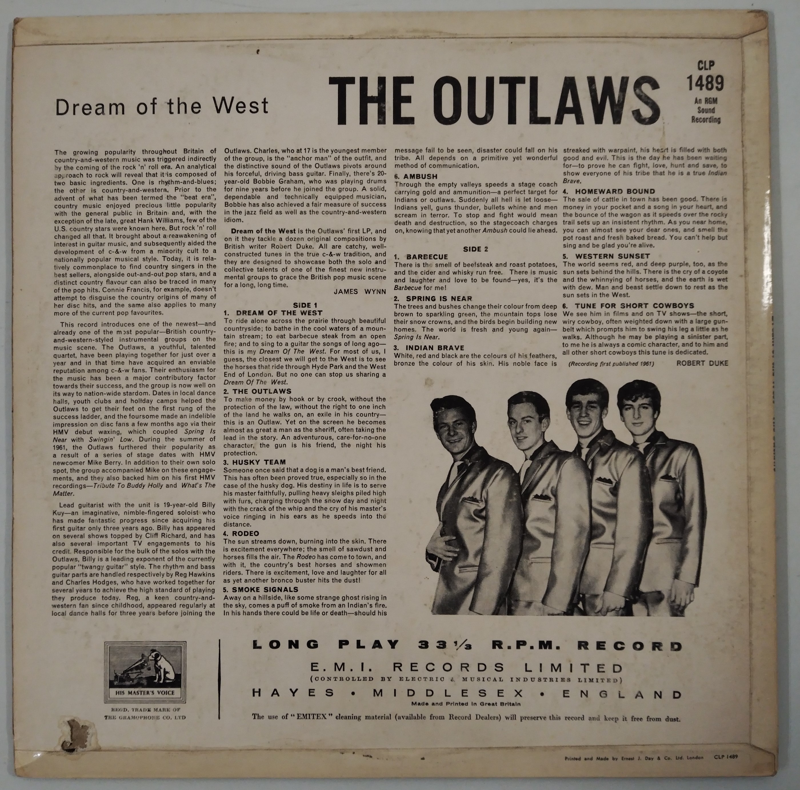 Lot 131 - THE OUTLAWS - DREAM OF THE WEST LP (JOE MEEK