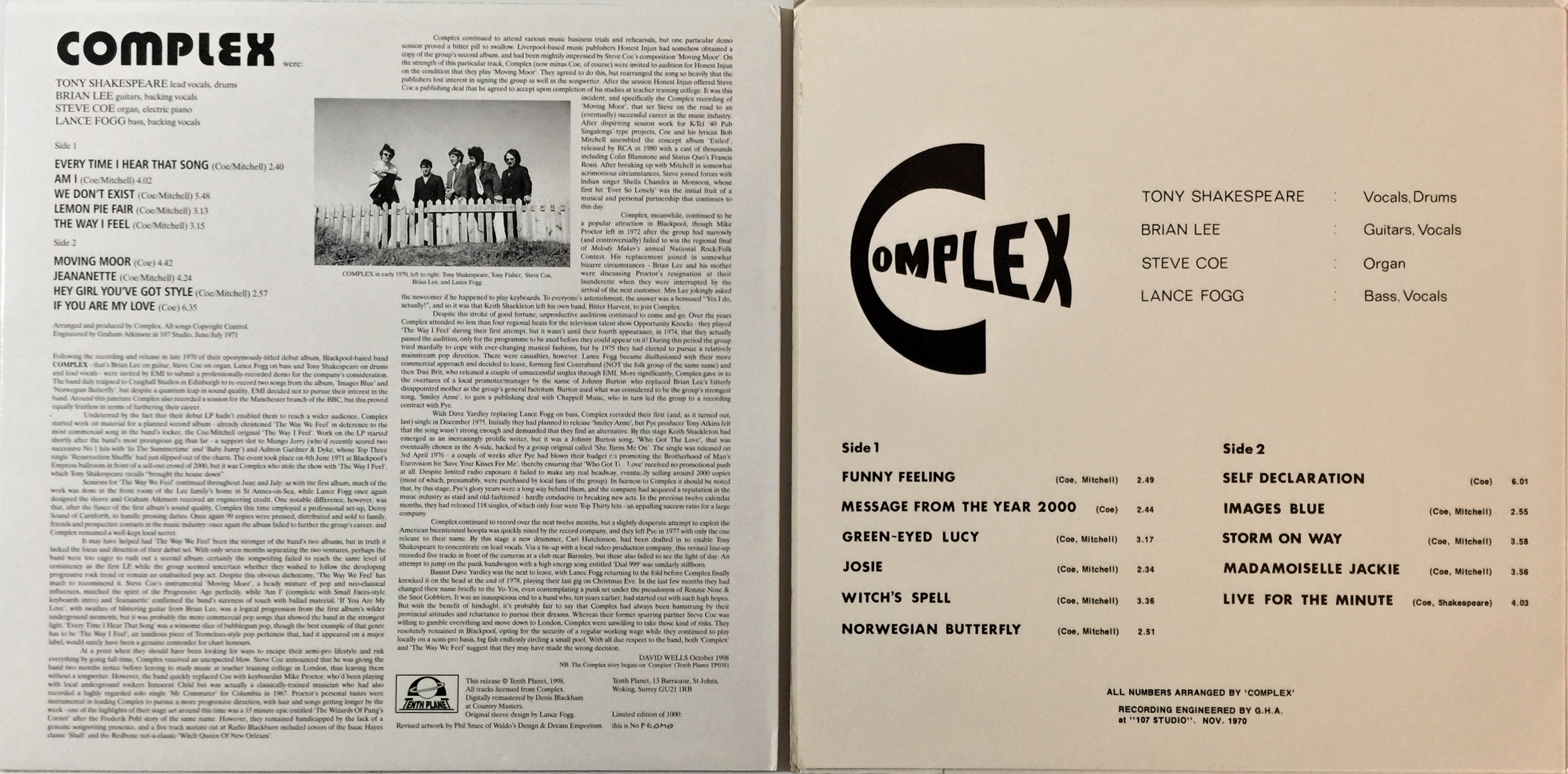 Lot 310 - COMPLEX - COMPLEX & THE WAY WE FEEL (SWANK
