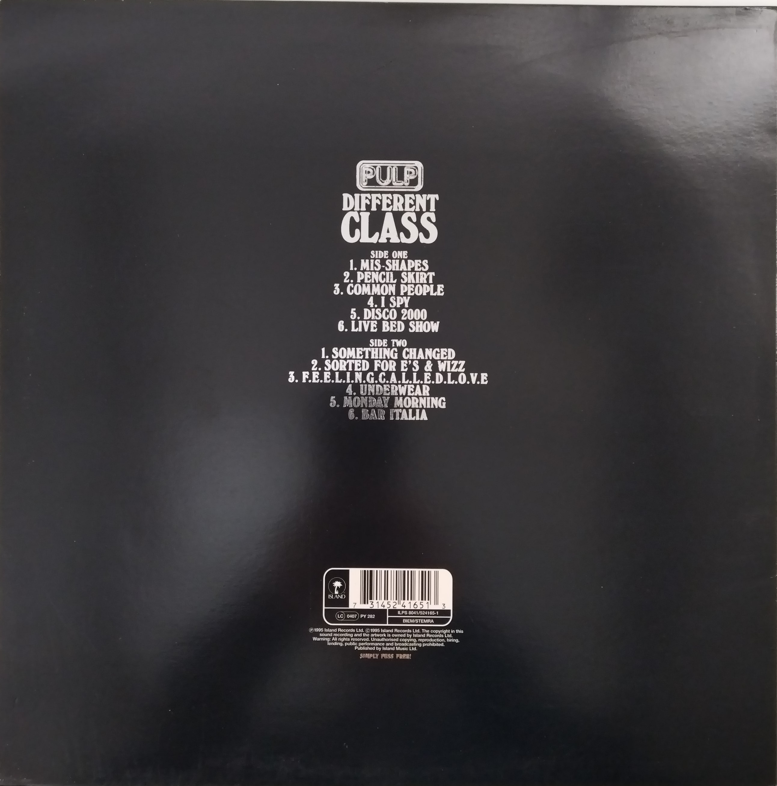 Lot 174 - PULP - DIFFERENT CLASS LP (UK ORIGINAL W/