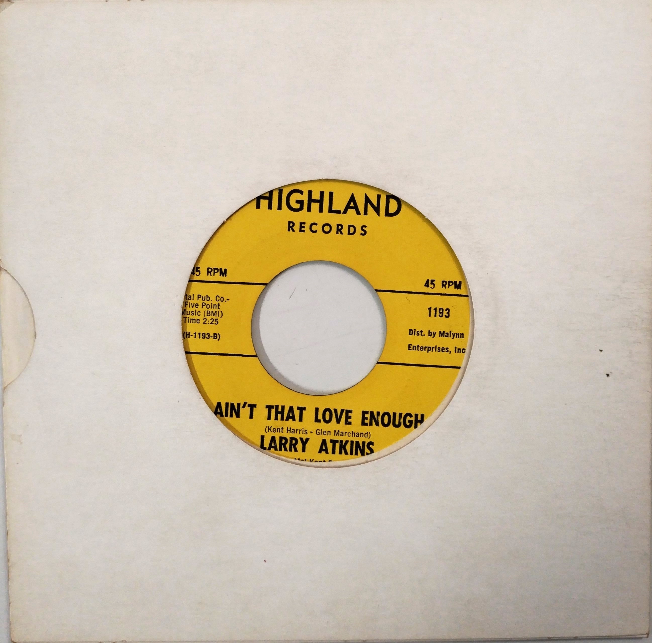 Lot 52 - LARRY ATKINS - LIGHTEN UP C/W AIN'T THAT