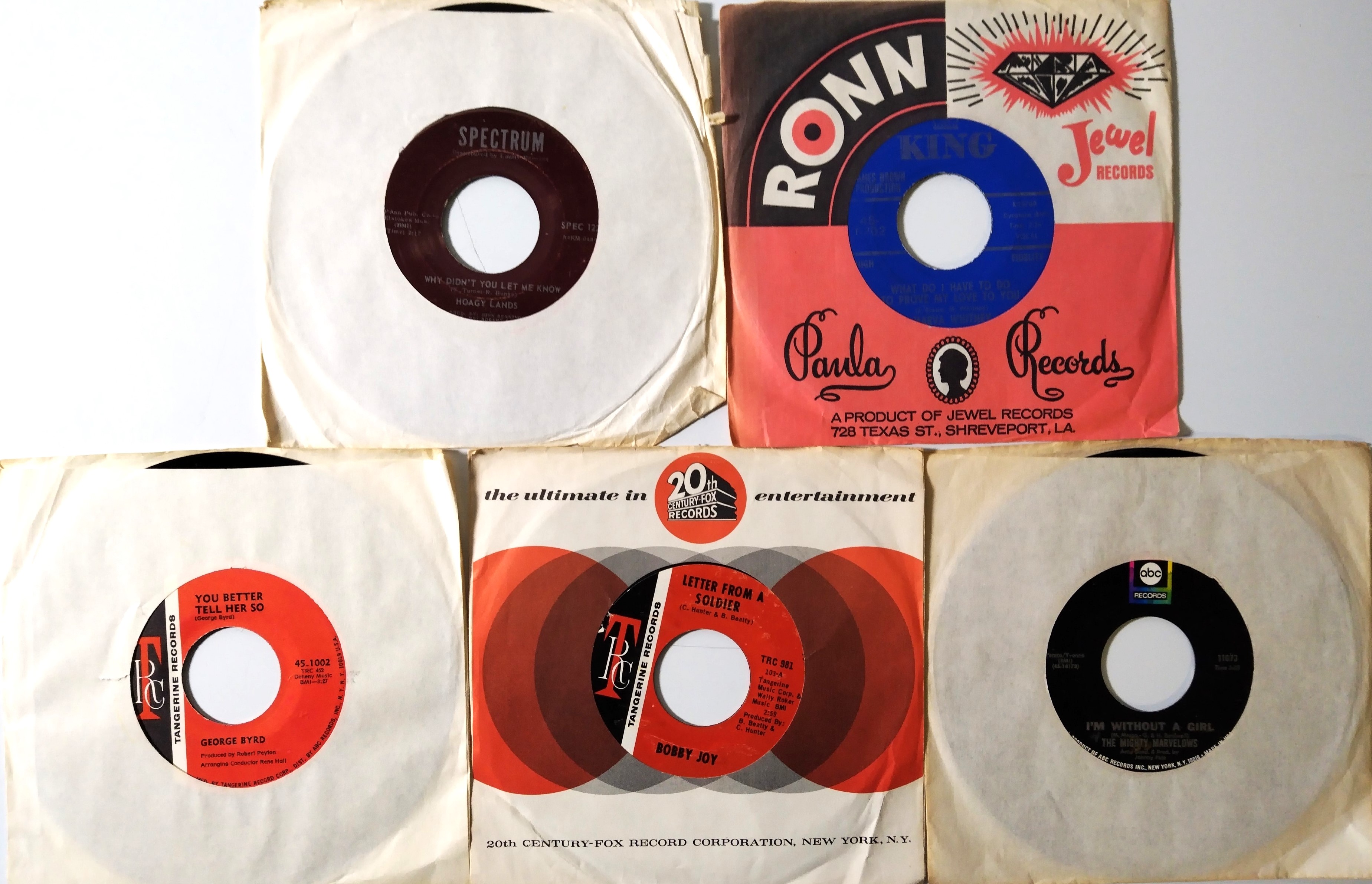 Lot 415 - 5 ORIGINAL US 1960s SOUL SINGLES (ORIGINALS)