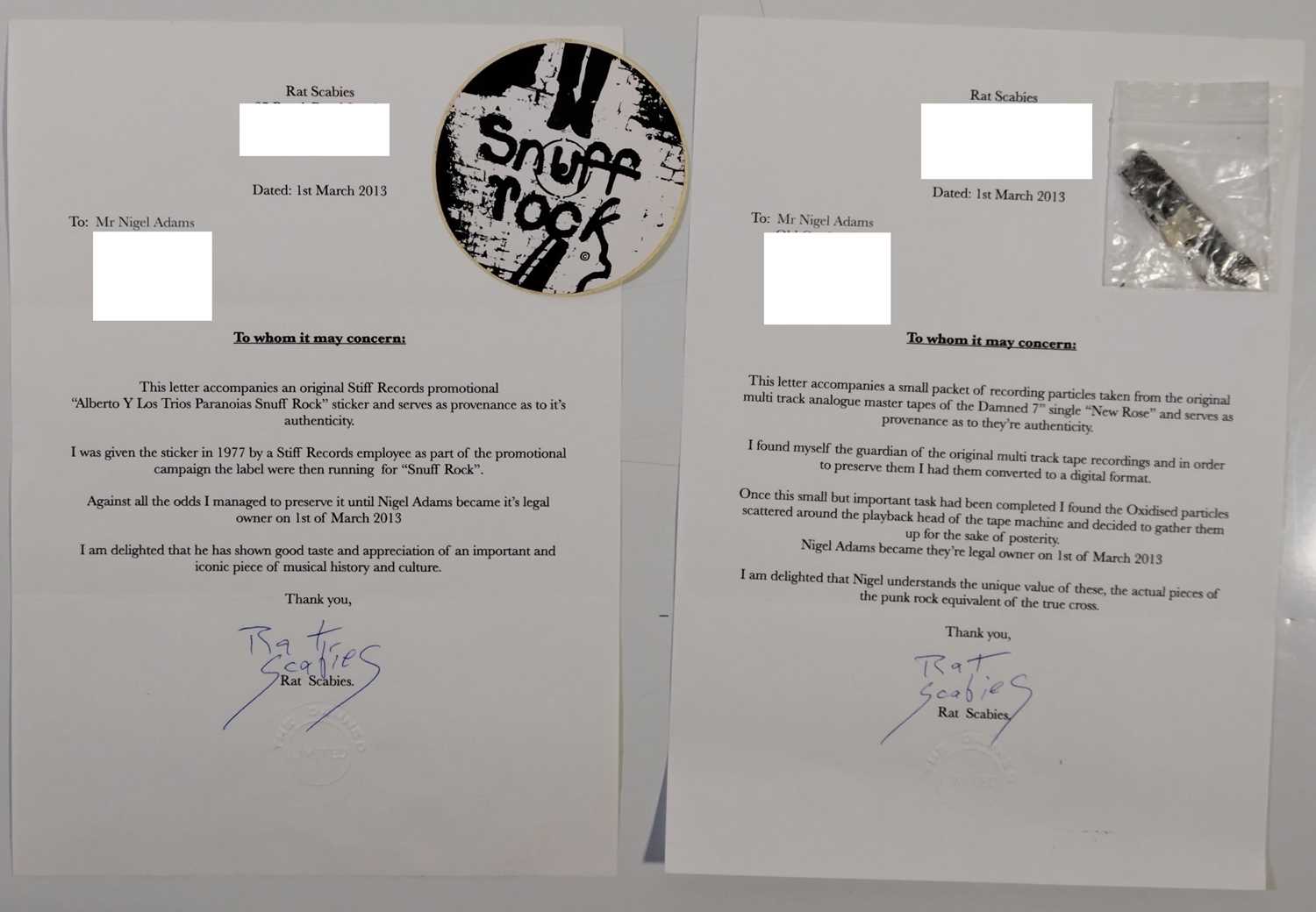 Lot 17 - THE DAMNED - ORIGINAL METAL FILINGS FROM NEW