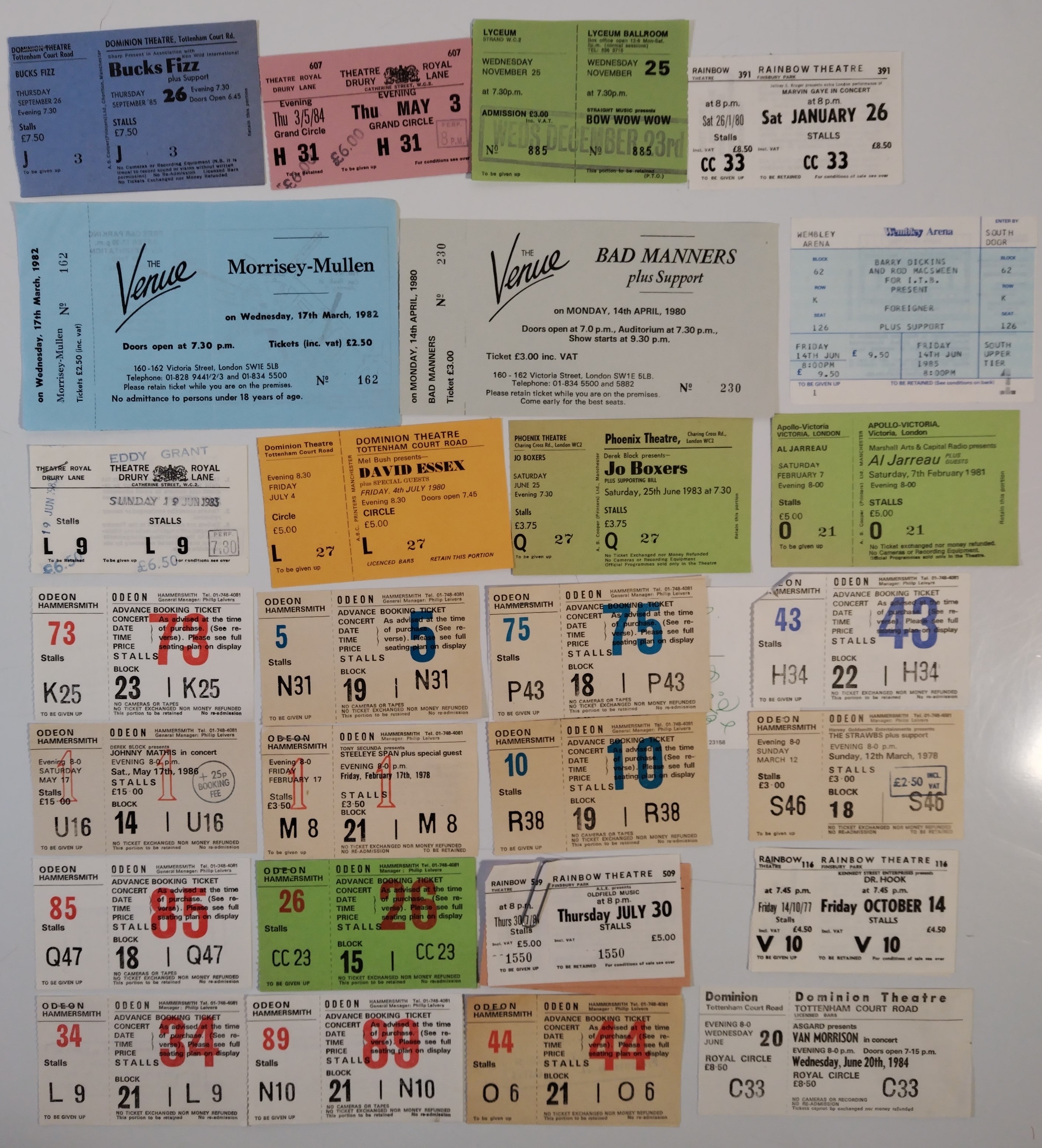 Lot 25 - UNUSED ROCK AND POP TICKETS - 70S/80S.