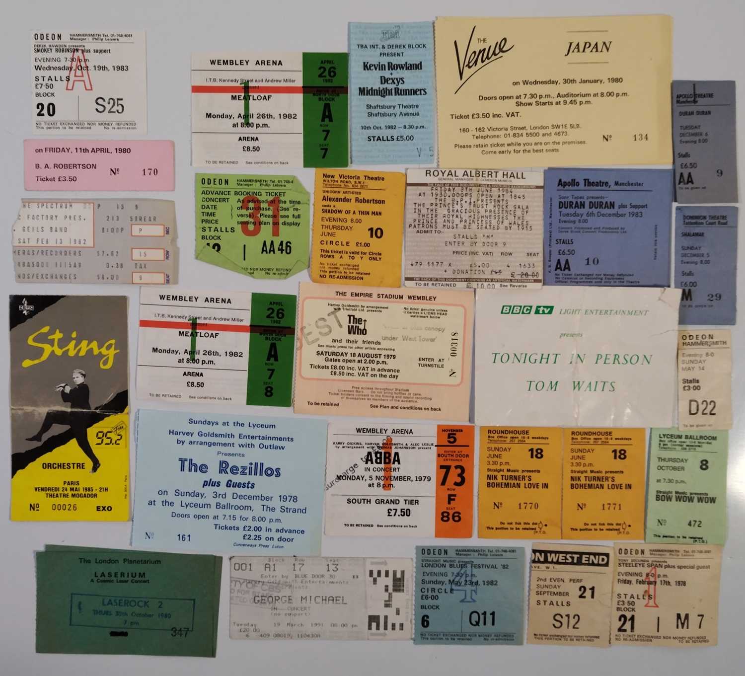 Lot 31 - 70S/80S ROCK - PUNK - POP TICKET COLLECTION.