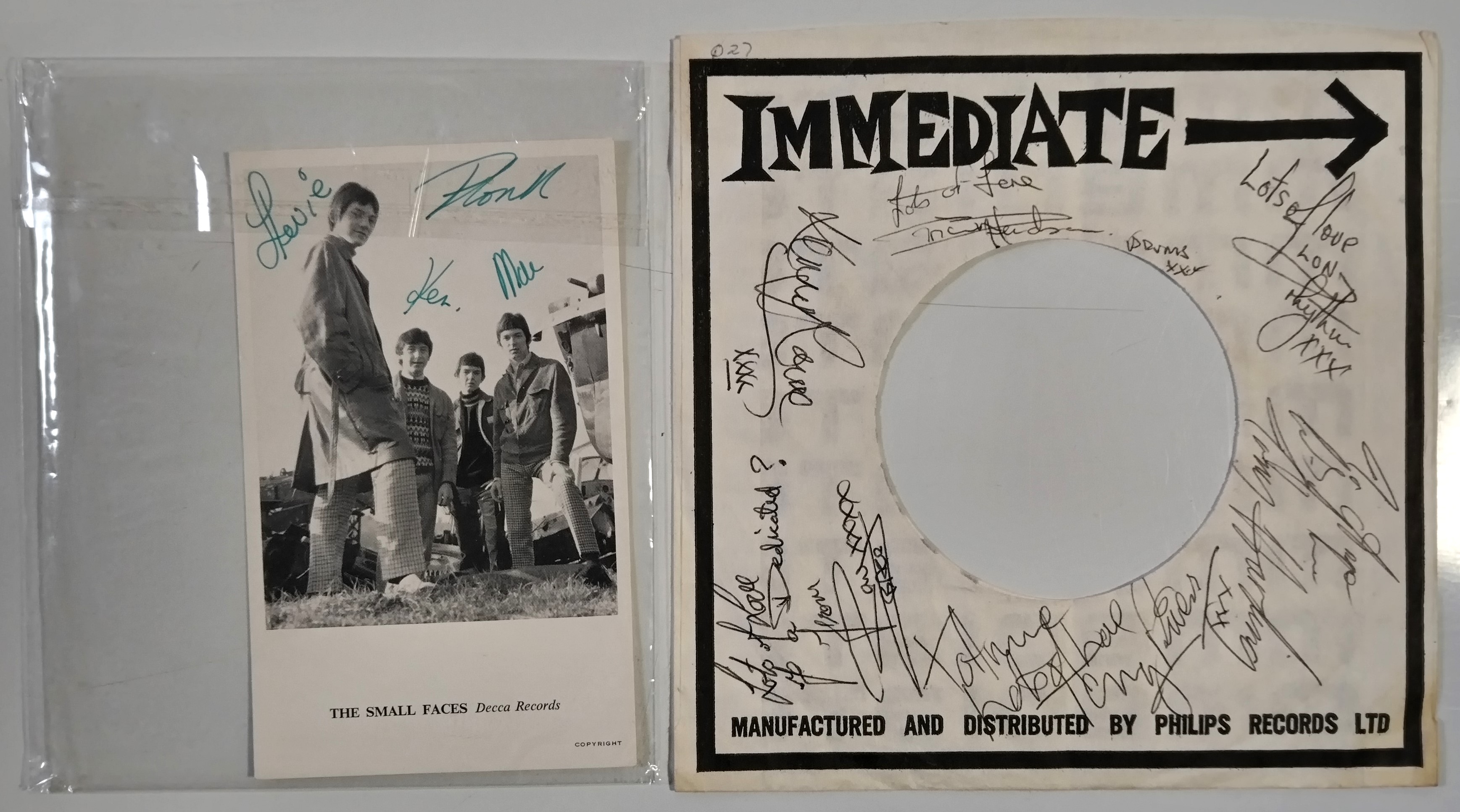 Lot 49 - SMALL FACES / IMMEDIATE - SIGNED ITEMS.