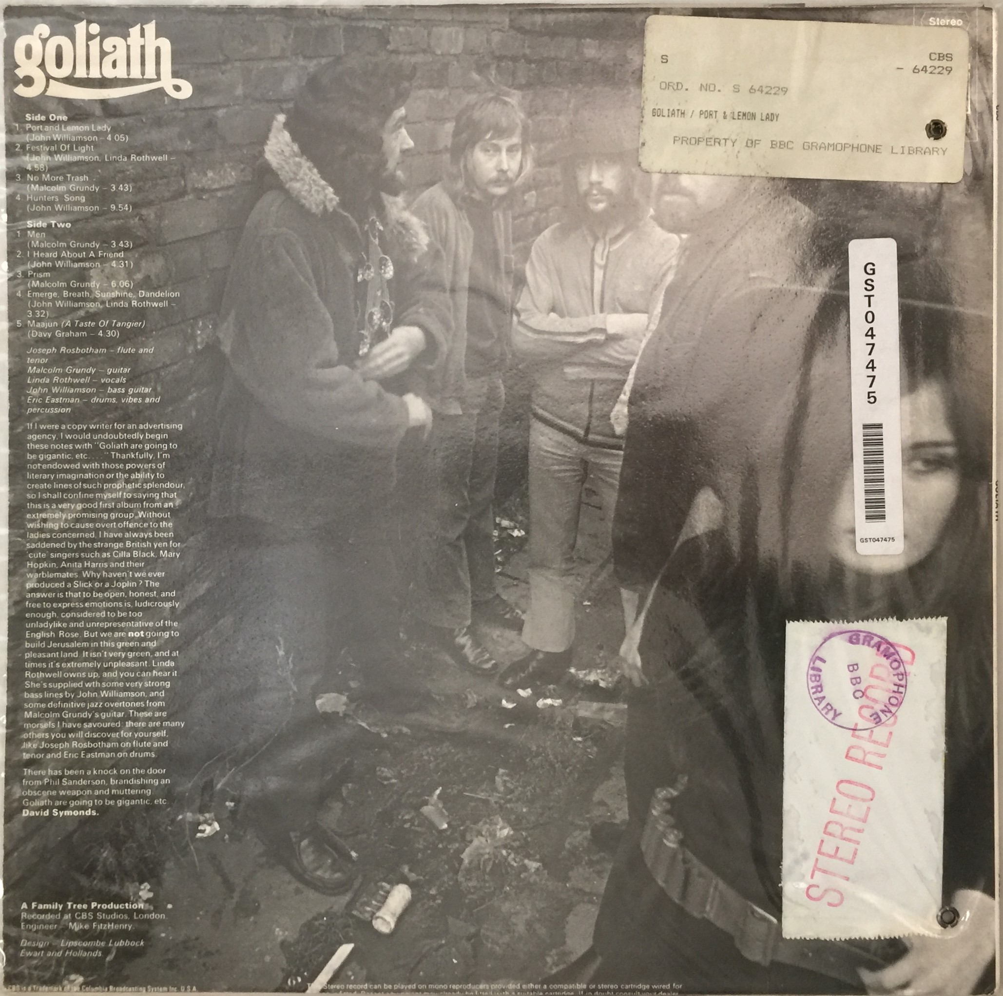 Lot 277 - GOLIATH - GOLIATH LP (ORIGINAL UK COPY - CBS
