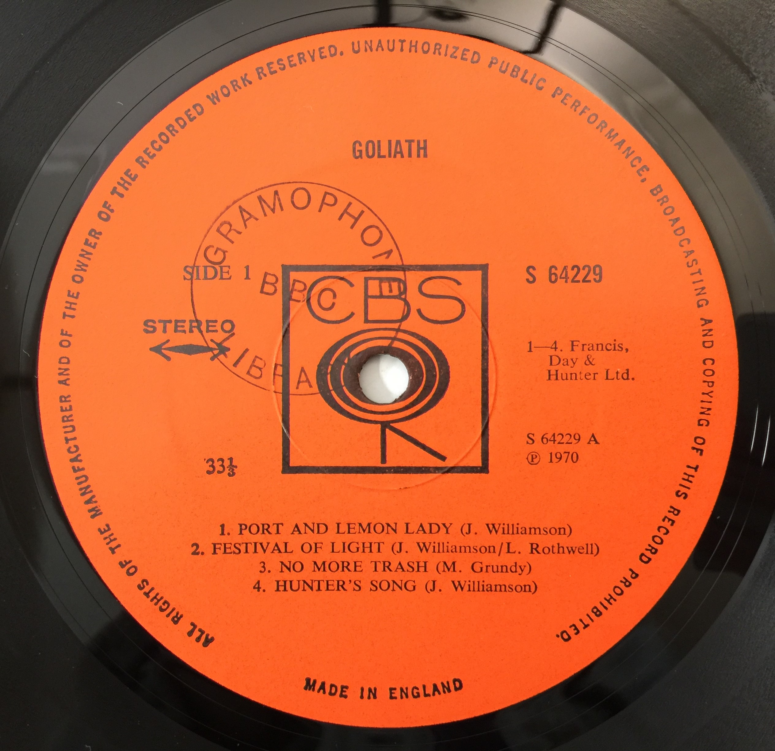 Lot 277 - GOLIATH - GOLIATH LP (ORIGINAL UK COPY - CBS