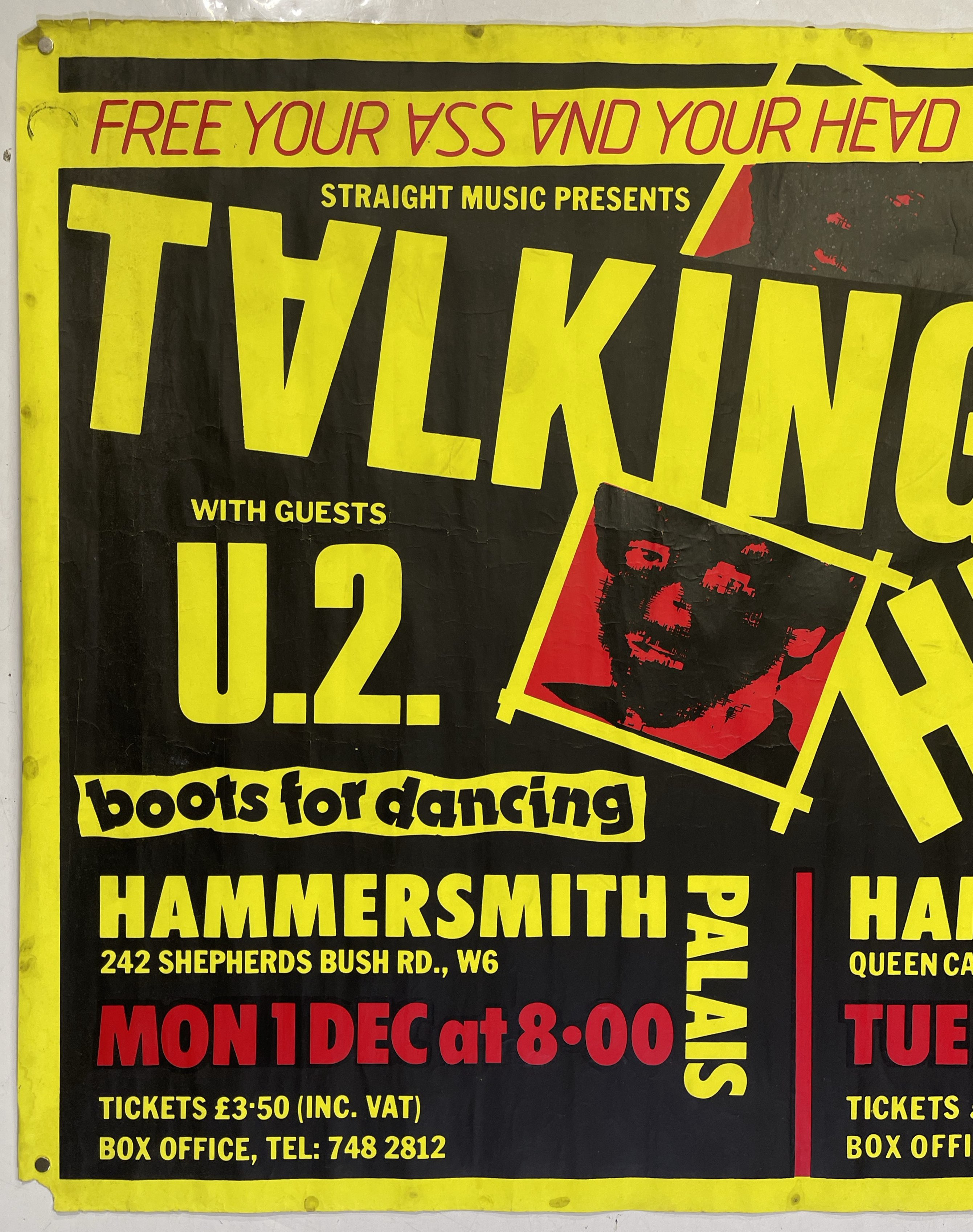 Lot 216 - U2 - A RARE CONCERT POSTER - DECEMBER 1980