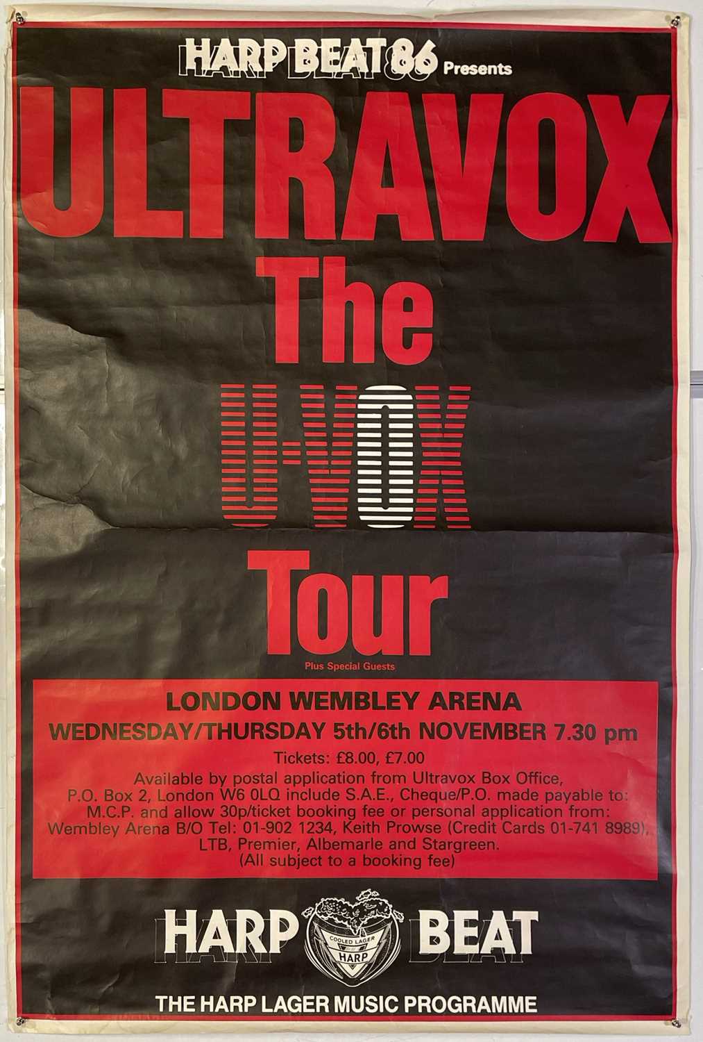 Lot 249 - ULTRAVOX - 1986 CONCERT POSTER,