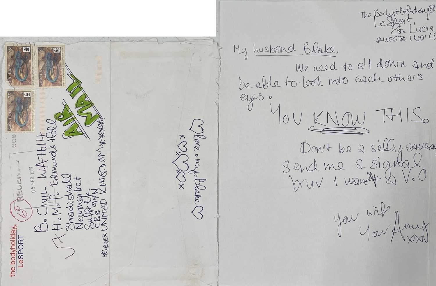 Lot 377 - AMY WINEHOUSE - HANDWRITTEN LETTER TO BLAKE