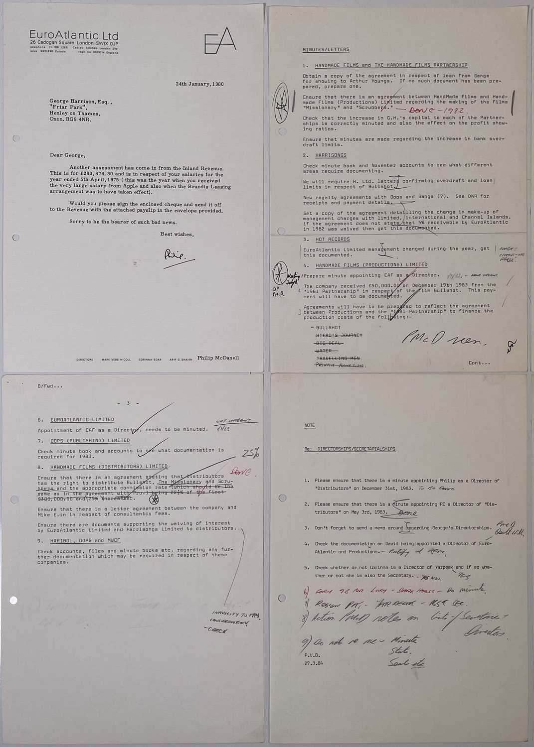 Lot 166 - GEORGE HARRISON - LETTERS AND CORRESPONDENCE.