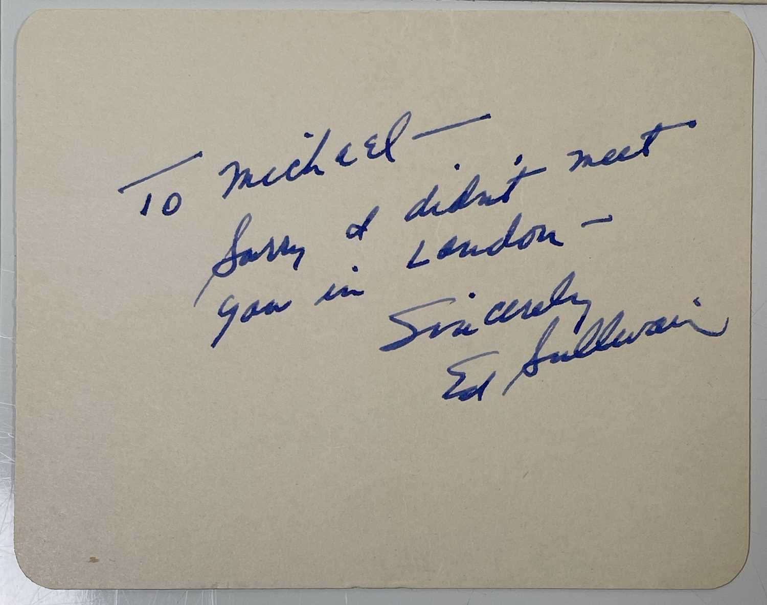 Lot 361 - THE BEATLES INTEREST - ED SULLIVAN SIGNED