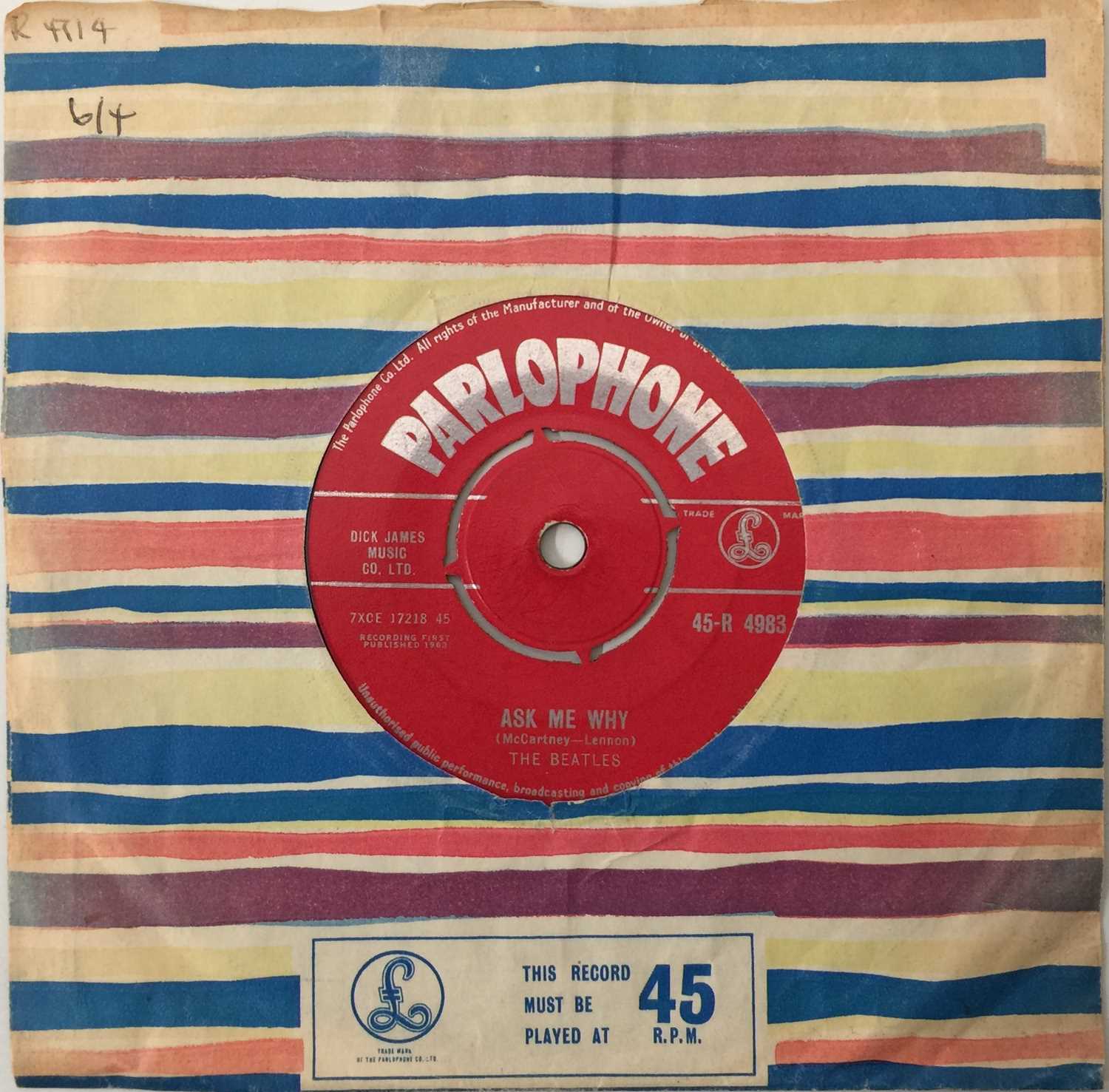 Lot 66 - THE BEATLES - PLEASE PLEASE ME/ ASK ME WHY 7"