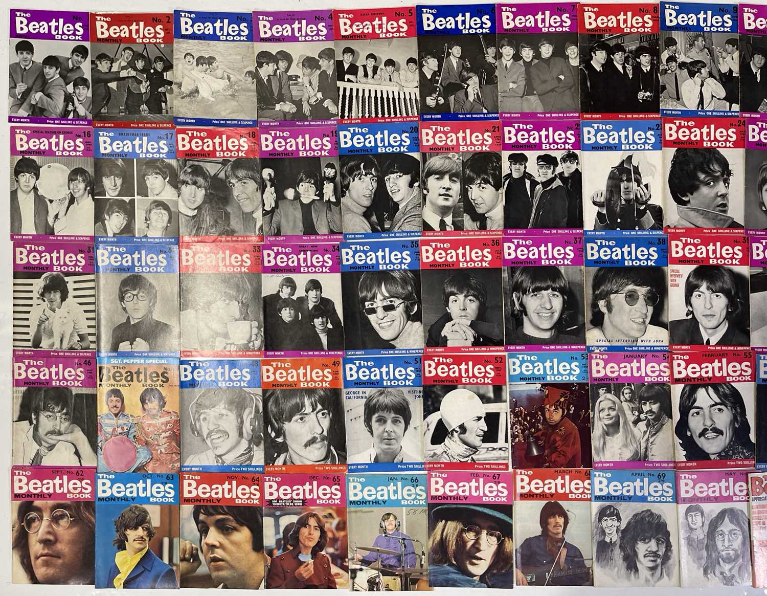 Lot 448 - THE BEATLES - MOSTLY COMPLETE SET OF MONTHLY