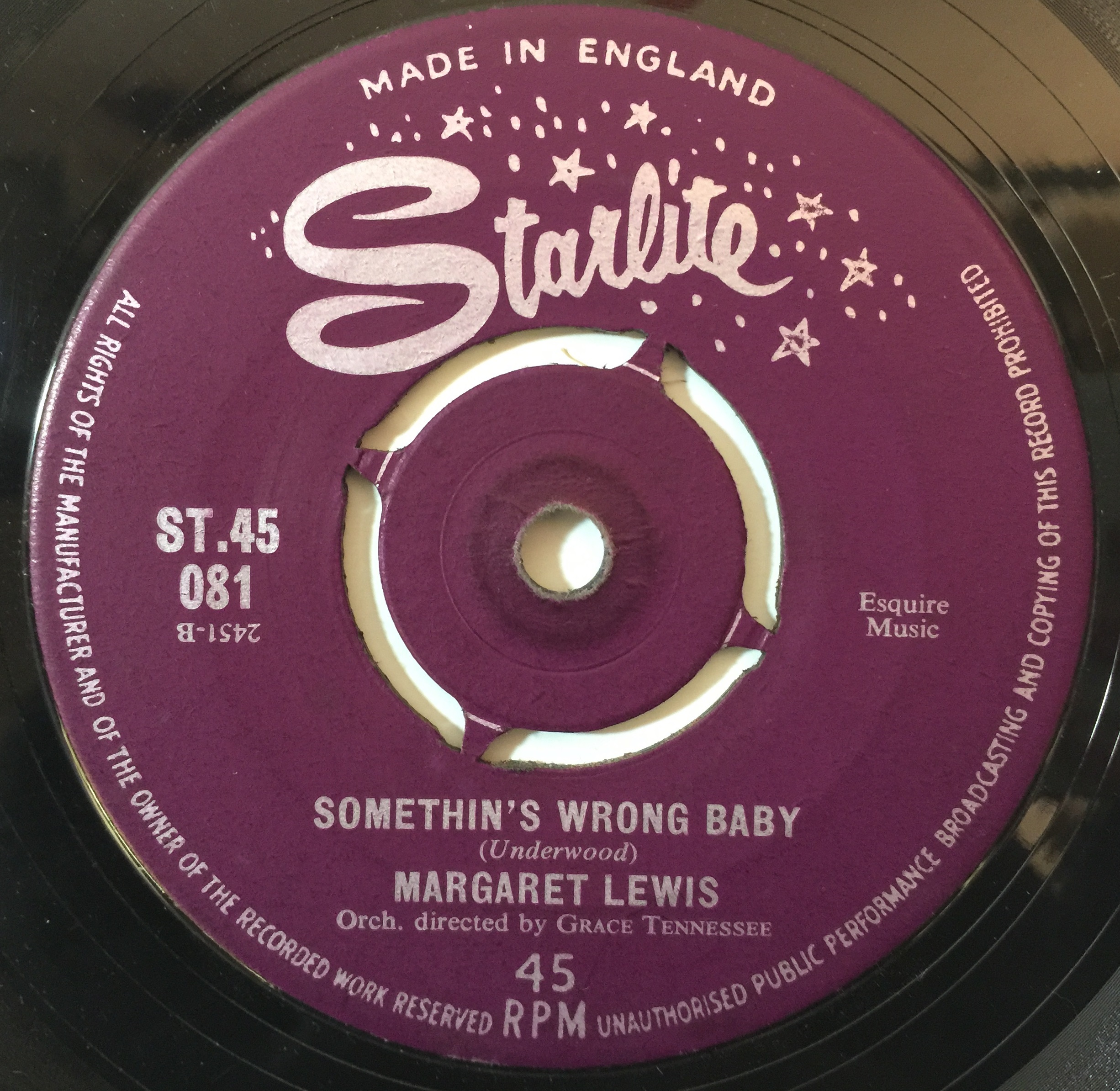 Lot 268 - MARGARET LEWIS - SOMETHIN'S WRONG BABY C/W
