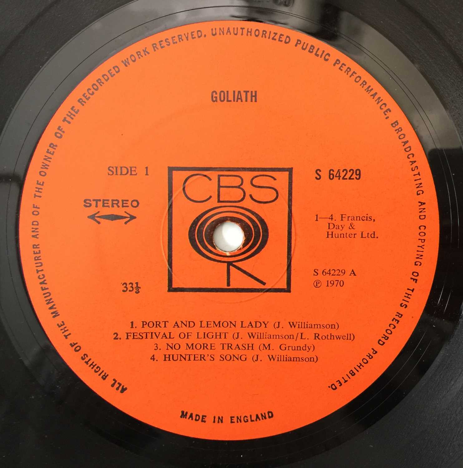 Lot 695 - GOLIATH - S/T LP (UK STEREO ORIGINAL