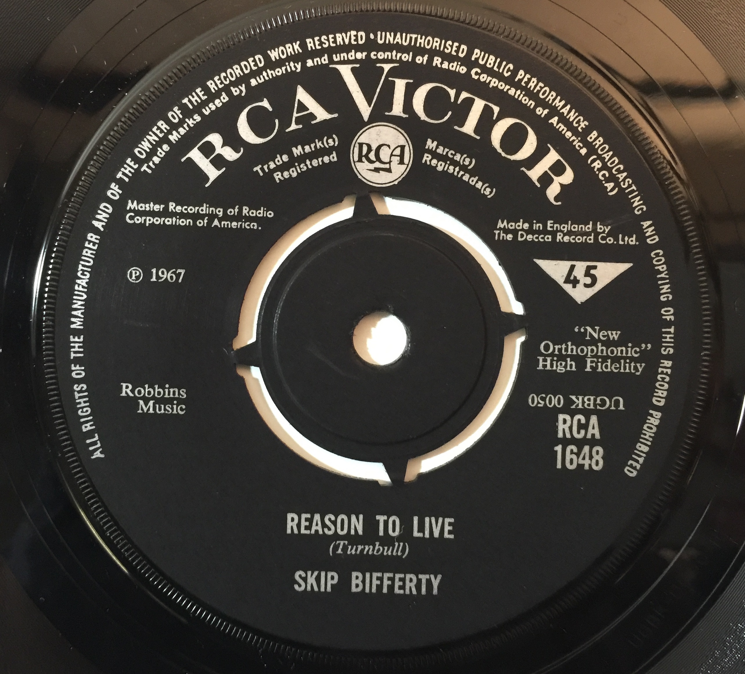 Lot 280 - SKIP BIFFERTY - UK RCA VICTOR 7"