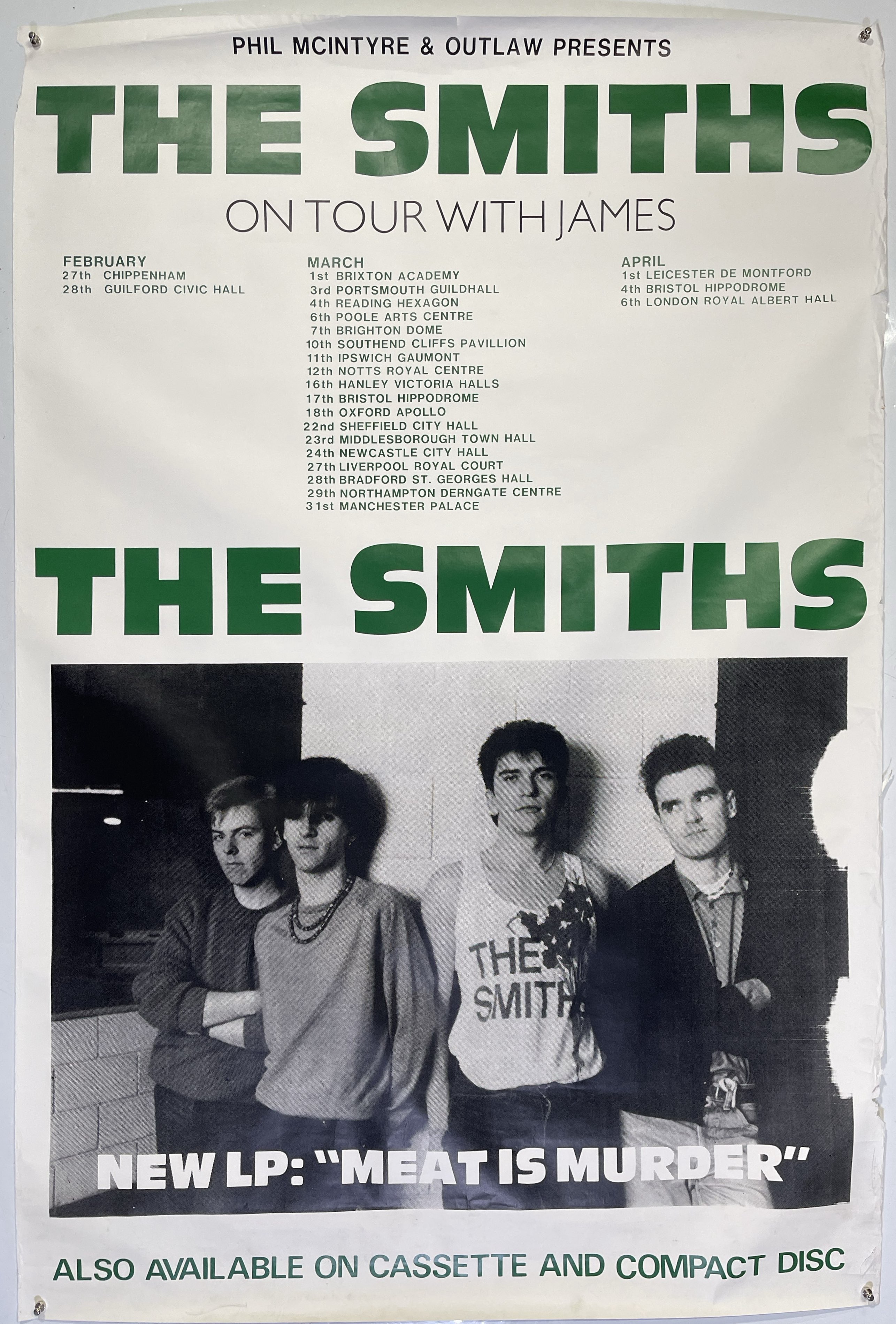 Lot 524 - THE SMITHS ON TOUR WITH JAMES BILLBOARD