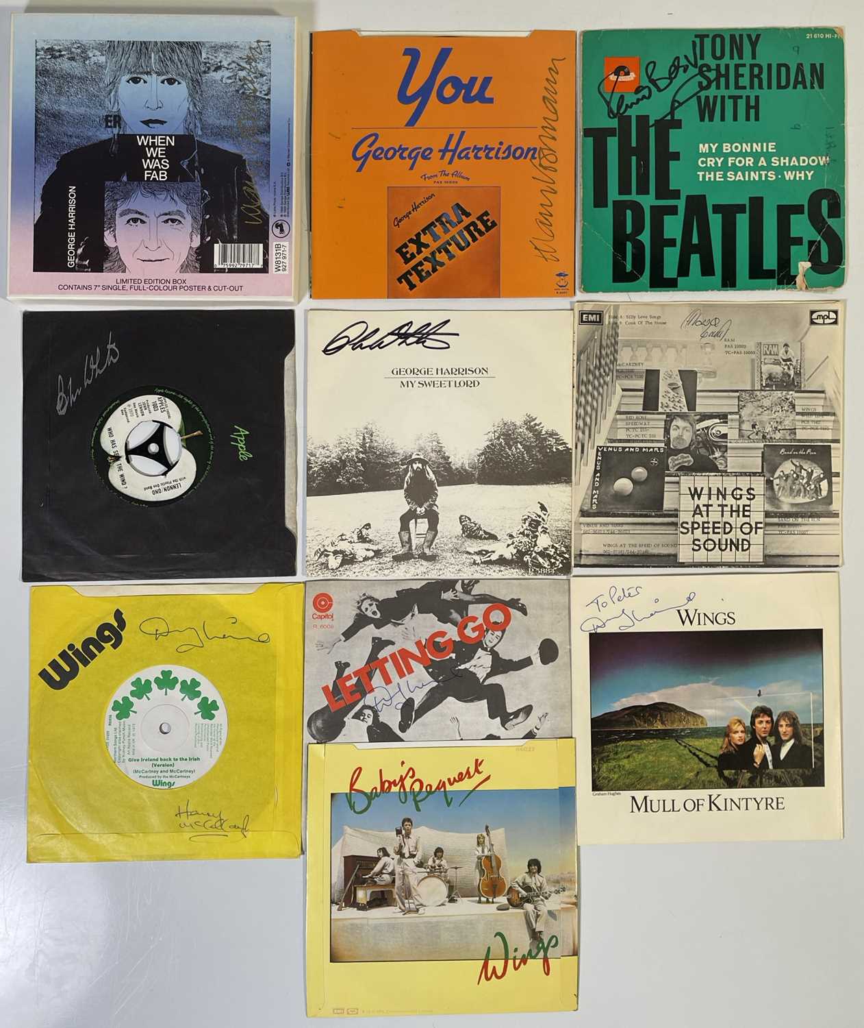 Lot 434 - THE BEATLES - BEATLES RELATED SIGNED 7"