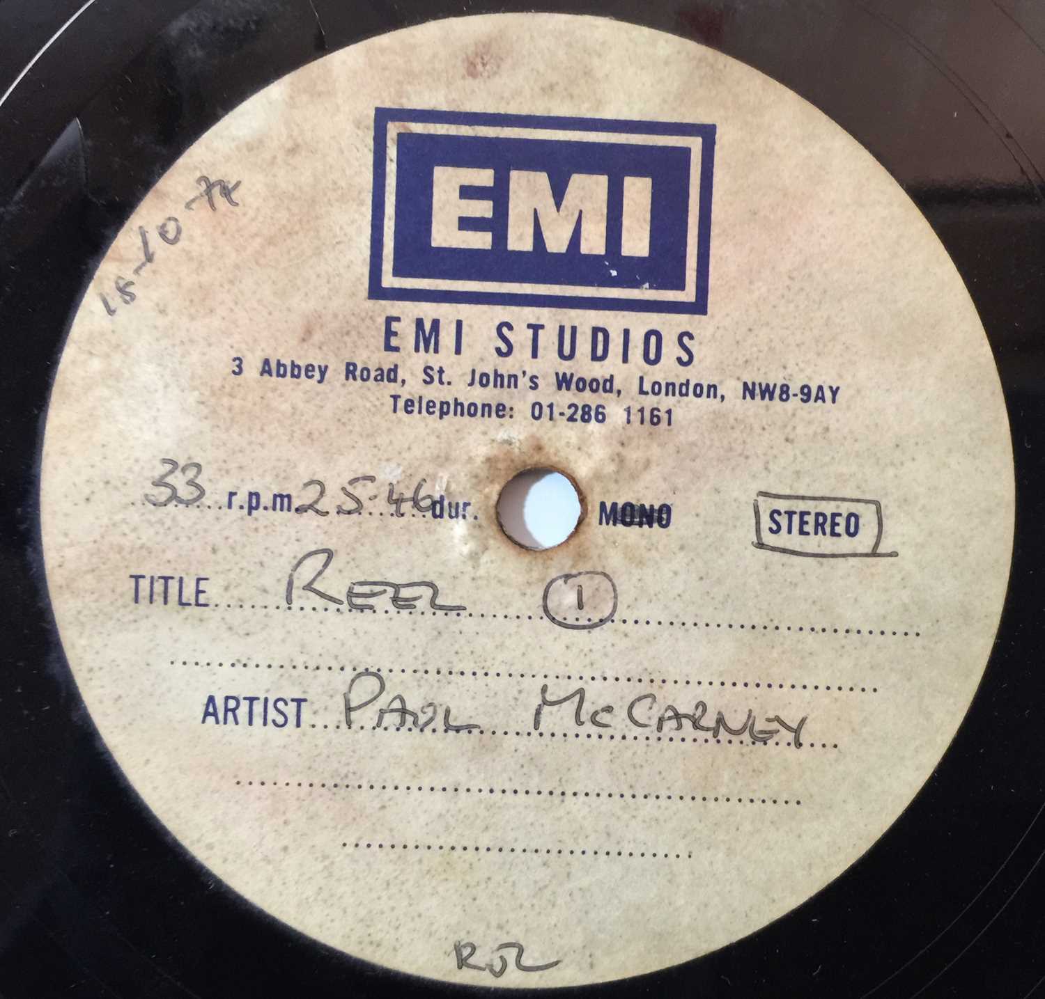 Lot 98 - PAUL McCARTNEY - EMI STUDIOS ACETATE LP 'THE