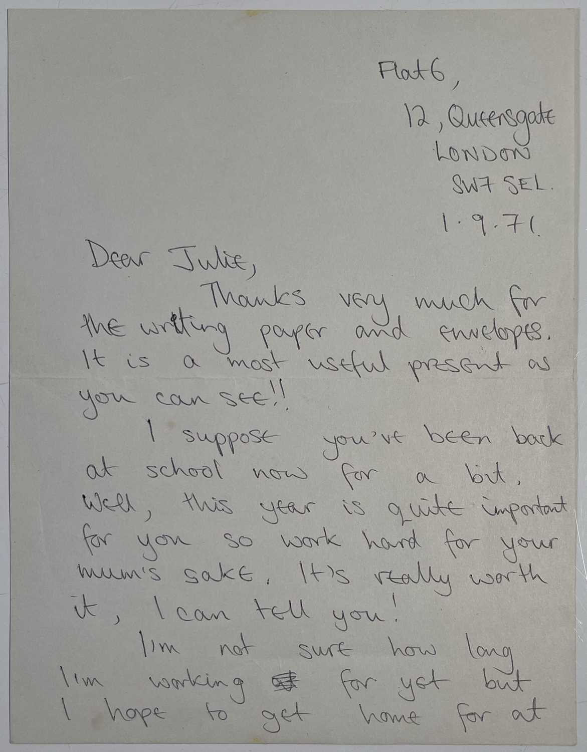 Lot 476 - QUEEN - HANDWRITTEN LETTER BY JOHN DEACON,