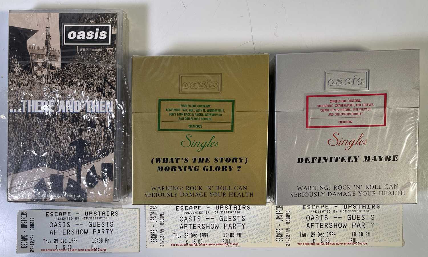 Lot 316 - OASIS - CD BOXSETS - AND AFTER PARTY TICKETS.