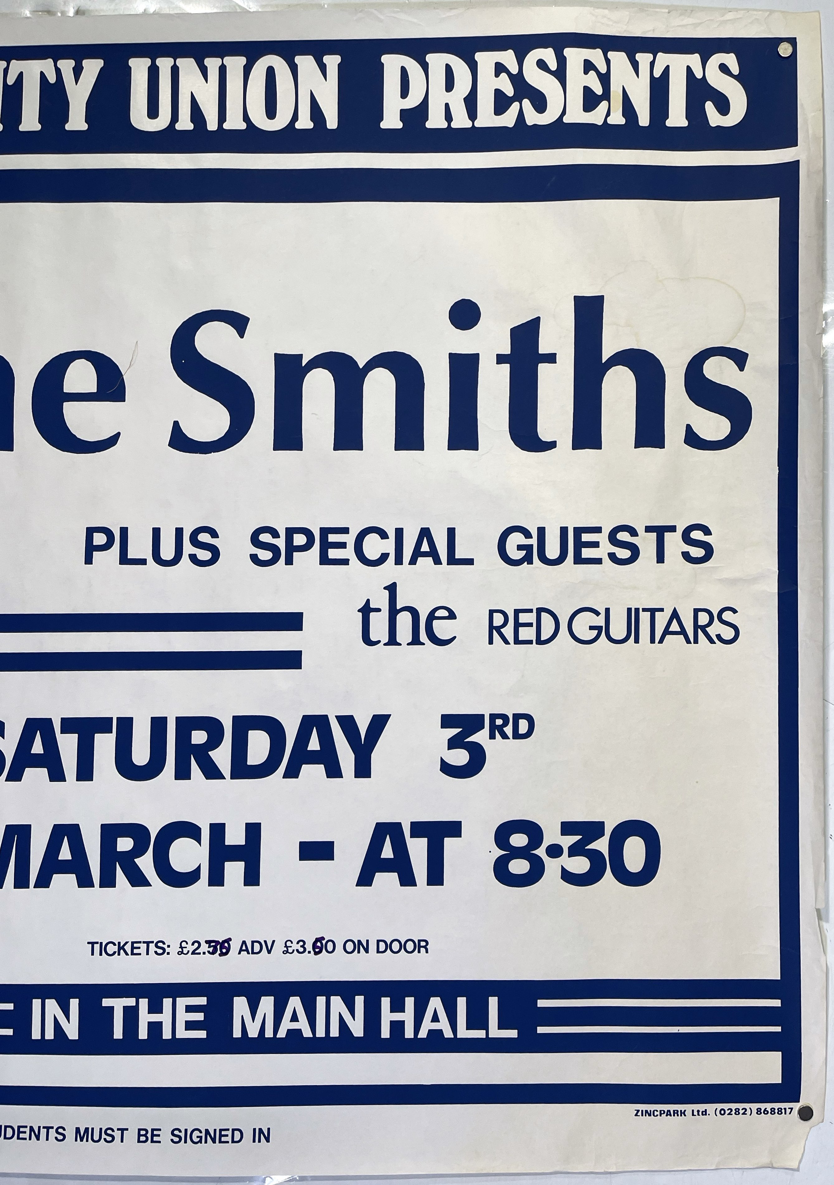 Lot 67 - THE SMITHS - ORIGINAL DUNDEE 1984 CONCERT