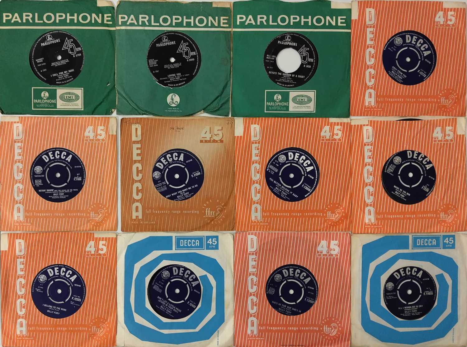 Lot 747 - BILLY FURY 7" PACK INCLUDING PARLOPHONE