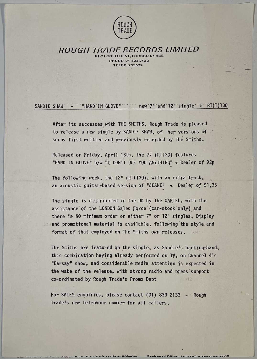 Lot 146 - SANDIE SHAW - HAND IN GLOVE - 1984 PRESS