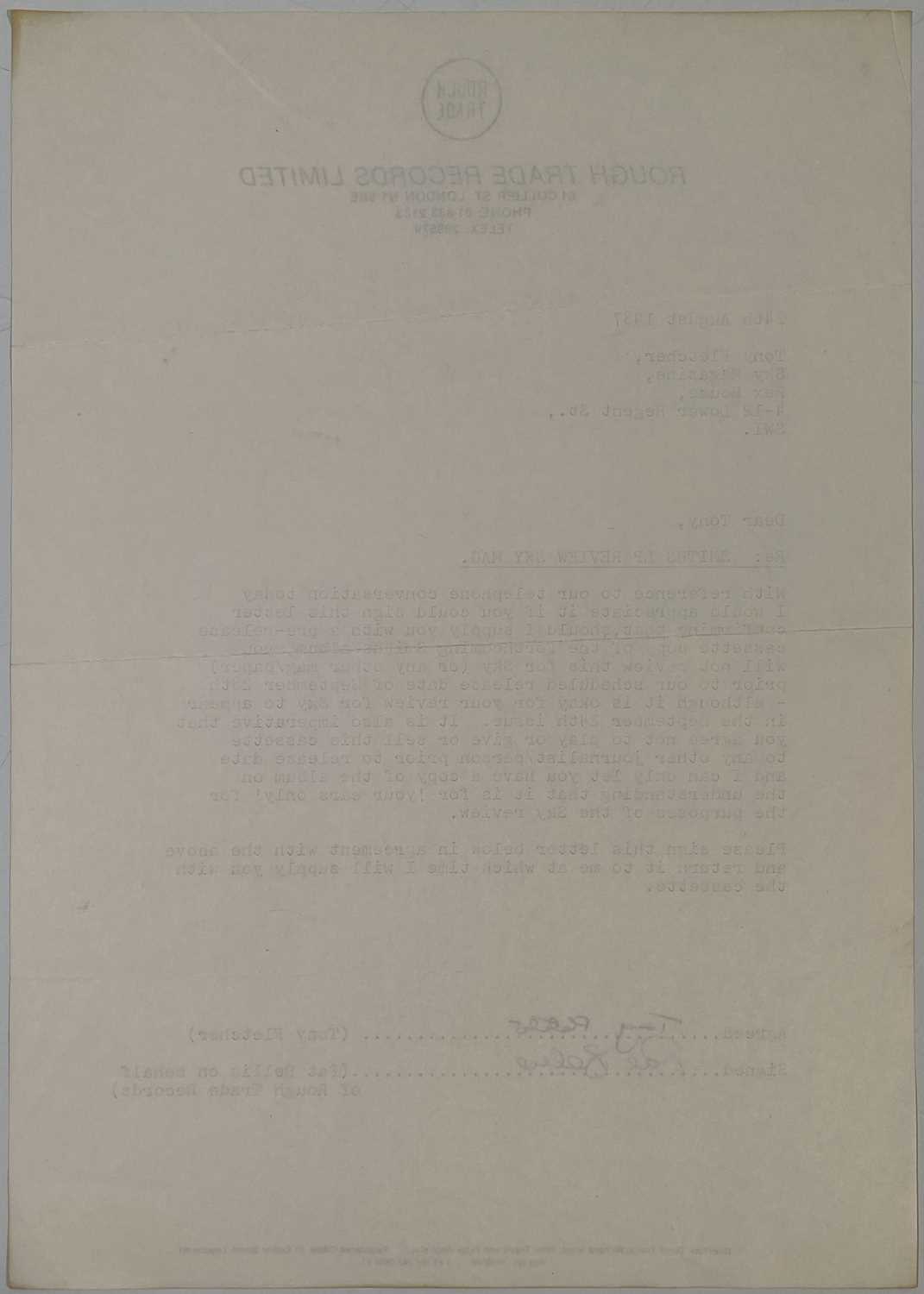 Lot 153 - STRANGEWAYS HERE WE COME - 1987 PRESS LETTER