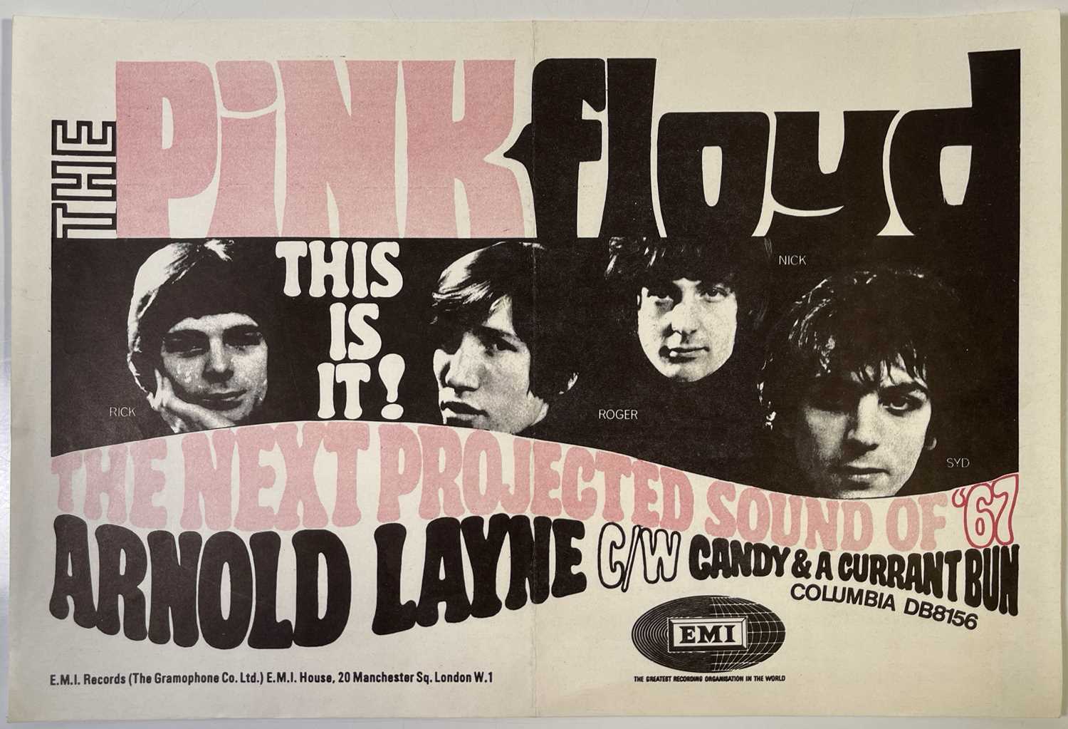Lot 445 - PINK FLOYD - AN ORIGINAL PROMO POSTER FOR