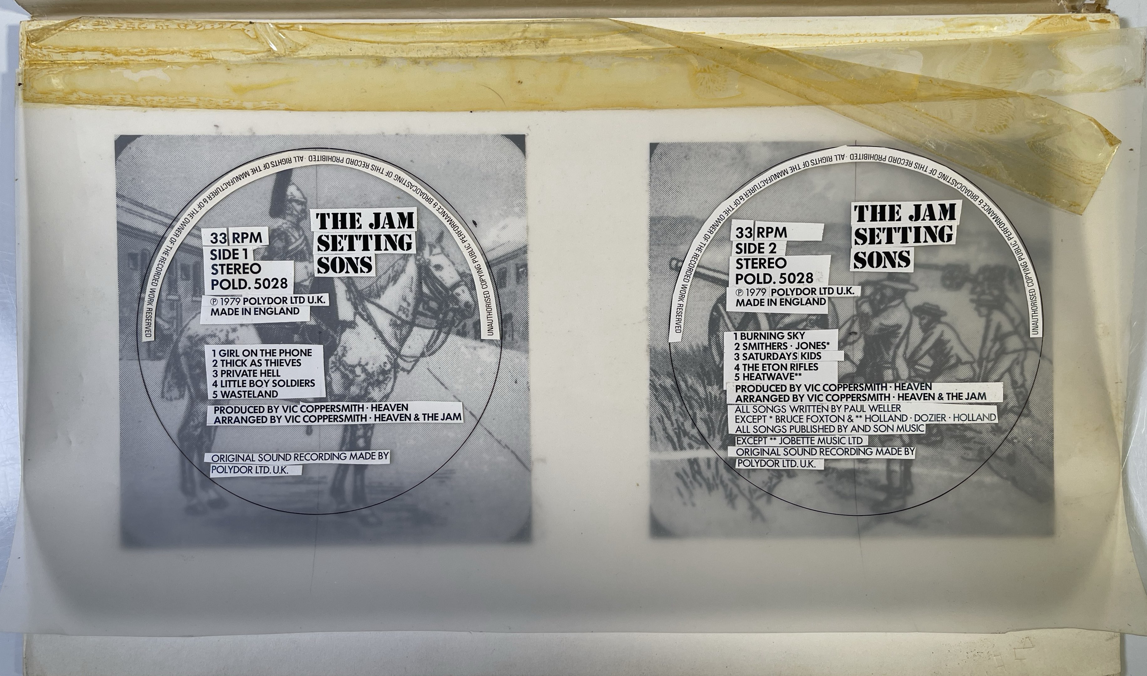 Lot 439 - THE JAM - ORIGINAL 'SETTING SONS' LP LABEL