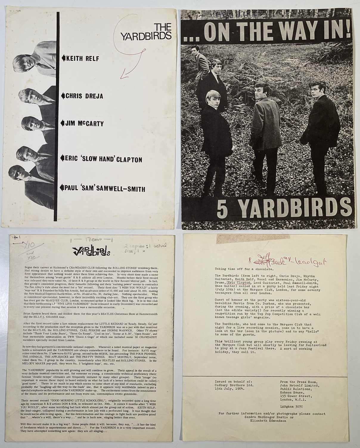 Lot 372 - THE YARDBIRDS - ORIGINAL AND EARLY