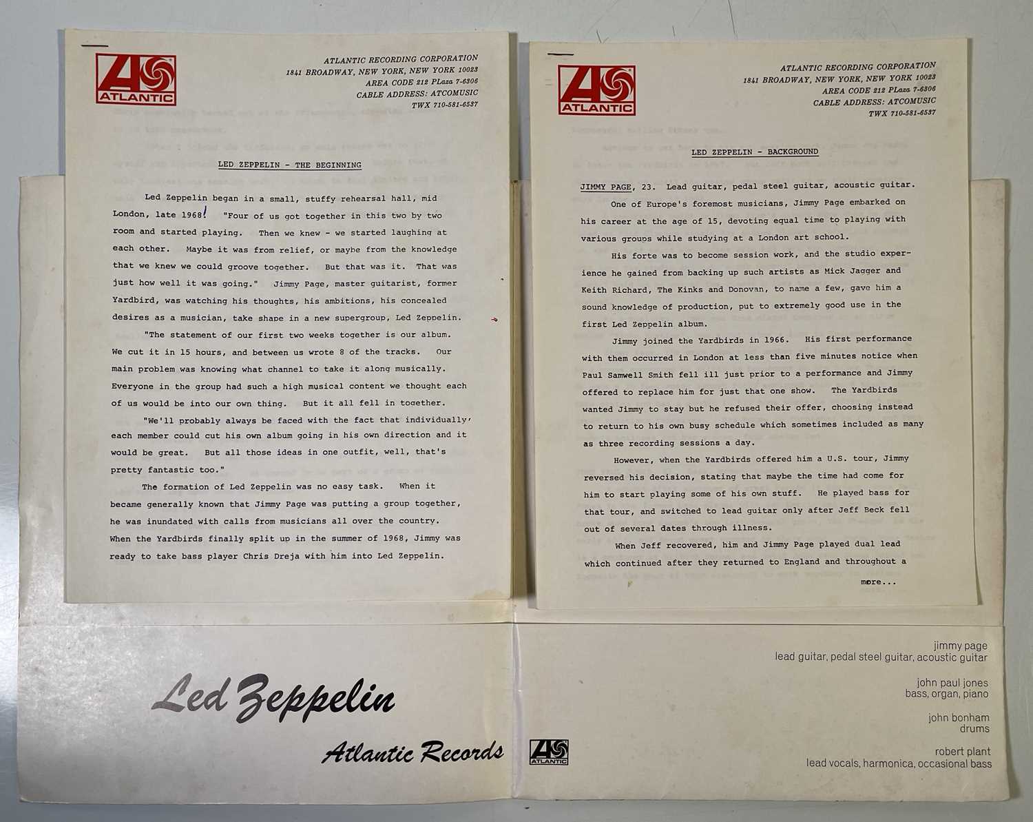 Lot 406 - LED ZEPPELIN - A RARE PRESS KIT FOR THE